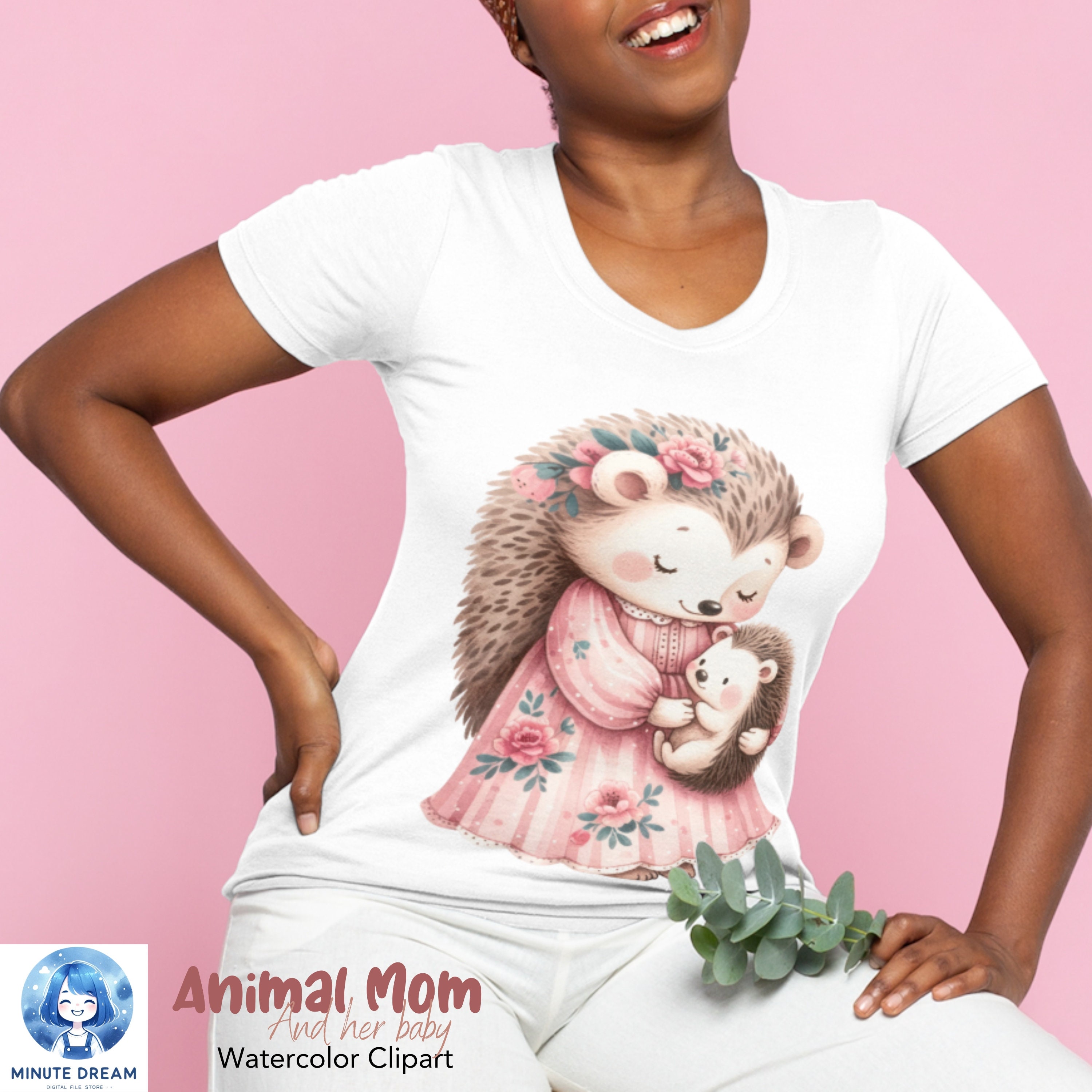 Mothers Day Animal Clipart, Mama and Baby Animal, Watercolor ...