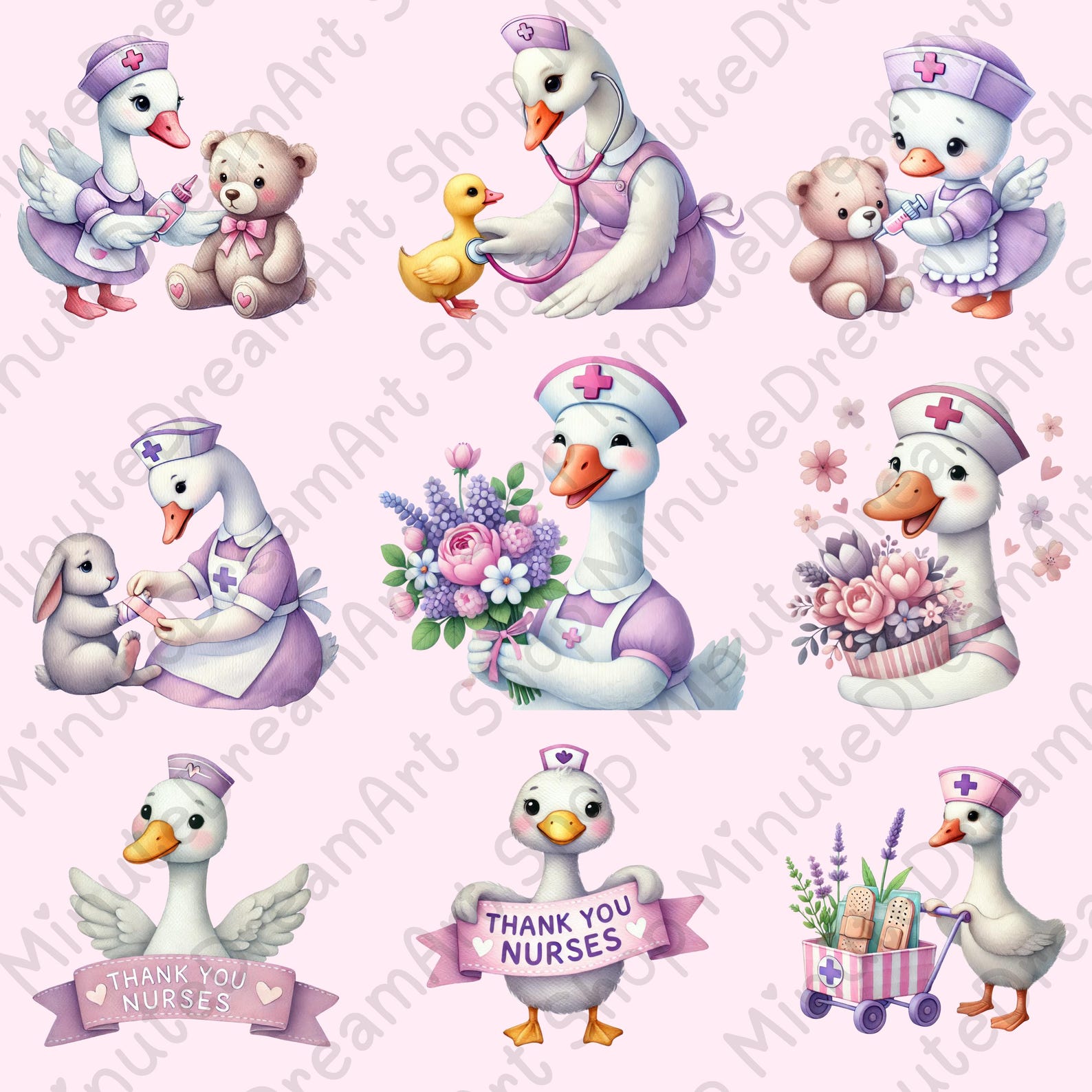 Nurse Goose Clipart: Watercolor Sublimation Designs (PNG) - Etsy