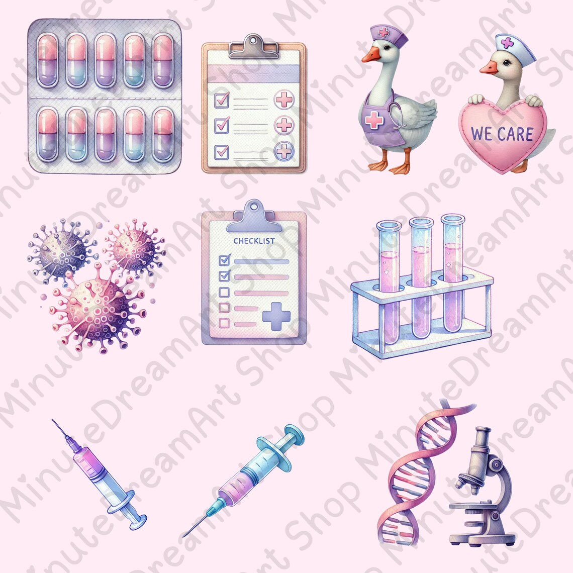 Nurse Goose Clipart: Watercolor Sublimation Designs (PNG) - Etsy