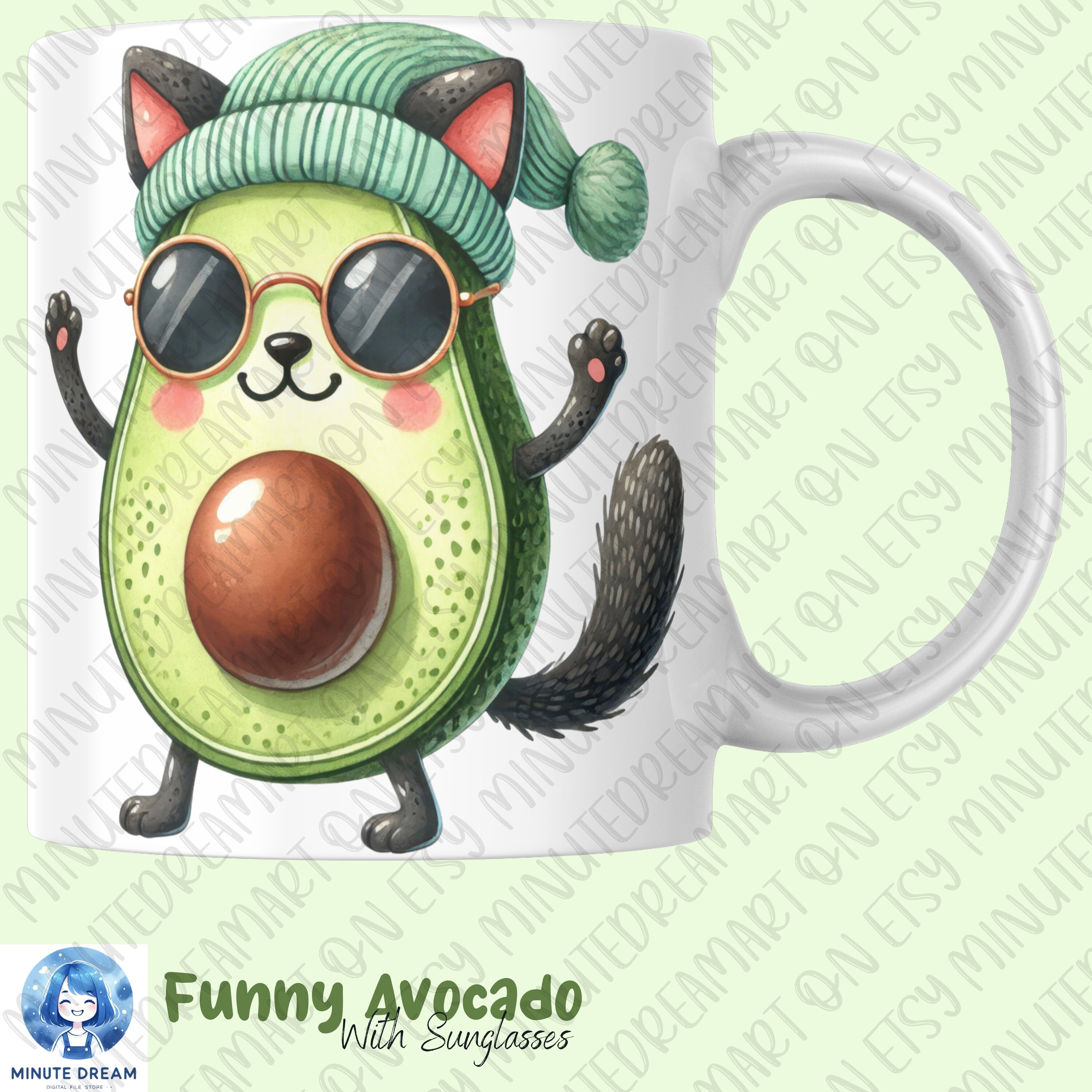 Funny Avocado Clipart, With Sunglasses, Gift for KID, Watercolor ...