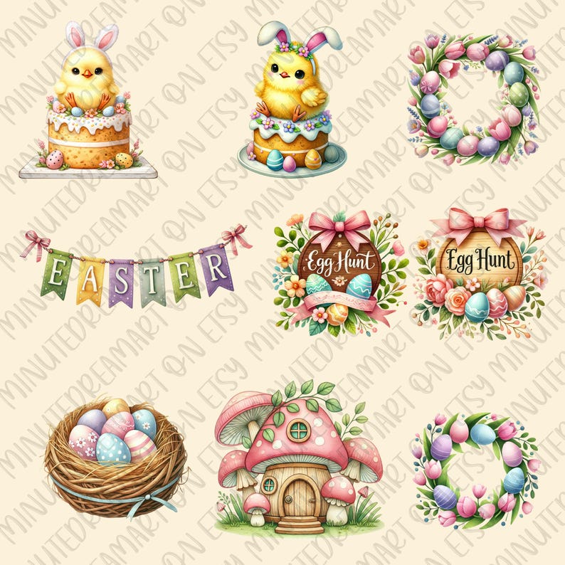 Easter Chick Bunny Clipart, Kawaii Spring PNG, Cute Yellow Chicks ...