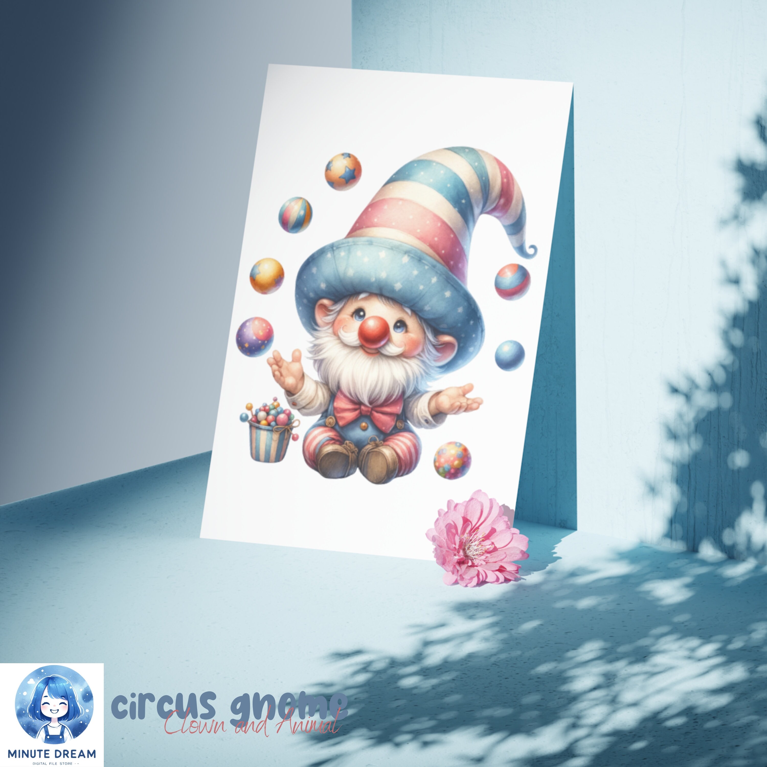 Circus Gnome Clipart, Clown Gnome PNG, Watercolor Sublimation, Clown ...