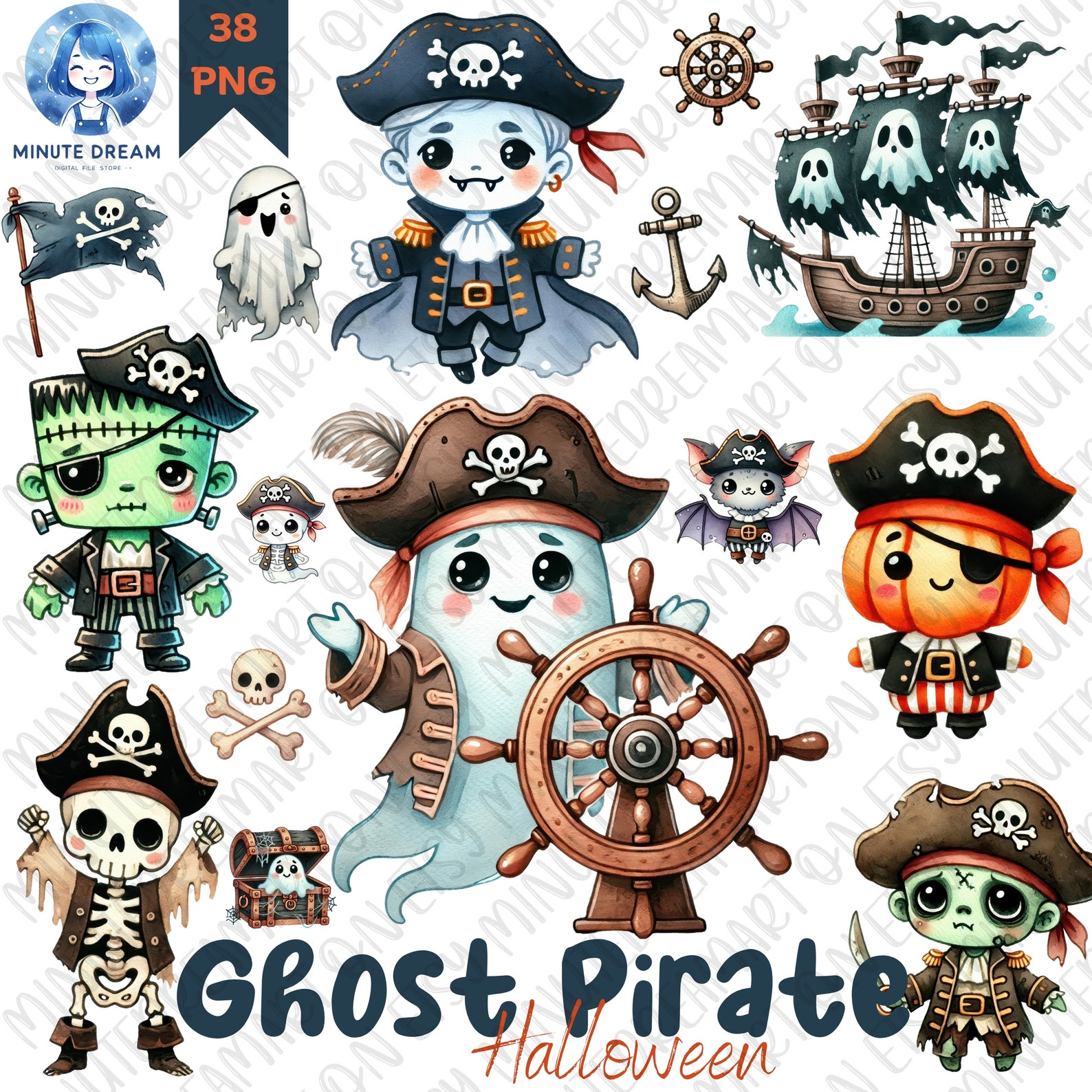 Ghost Pirate Clipart, Devil Pirate Party, Halloween Png, Gift for KID ...