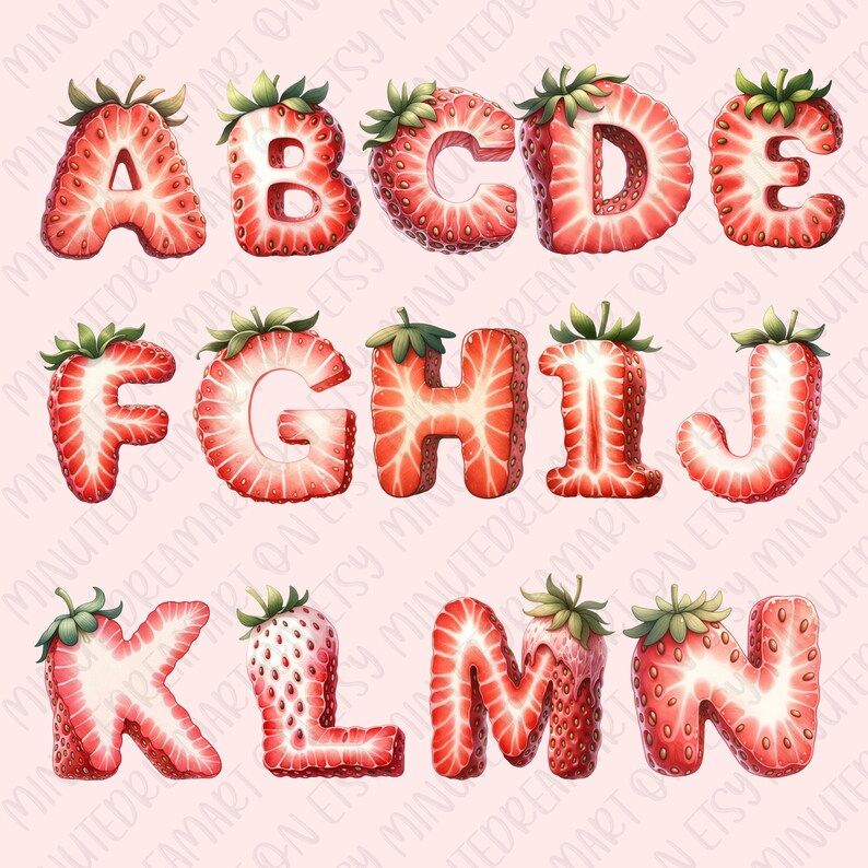 Strawberry Alphabet Letters, Strawberry PNG, Red Berry Fruit ...