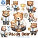 Daddy Bear Clipart, Father's Day, Watercolor Sublimation, Nursery, Dad ...