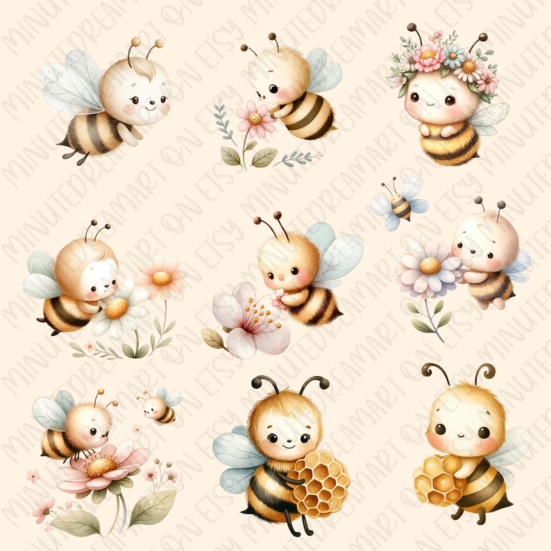Cute Bee Clipart, Little Animals Png, Sweet Honey Bee Clipart, Flower ...