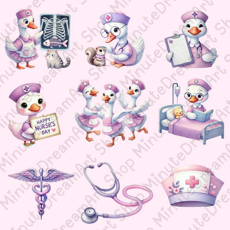 Nurse Goose Clipart: Watercolor Sublimation Designs (PNG) - Etsy
