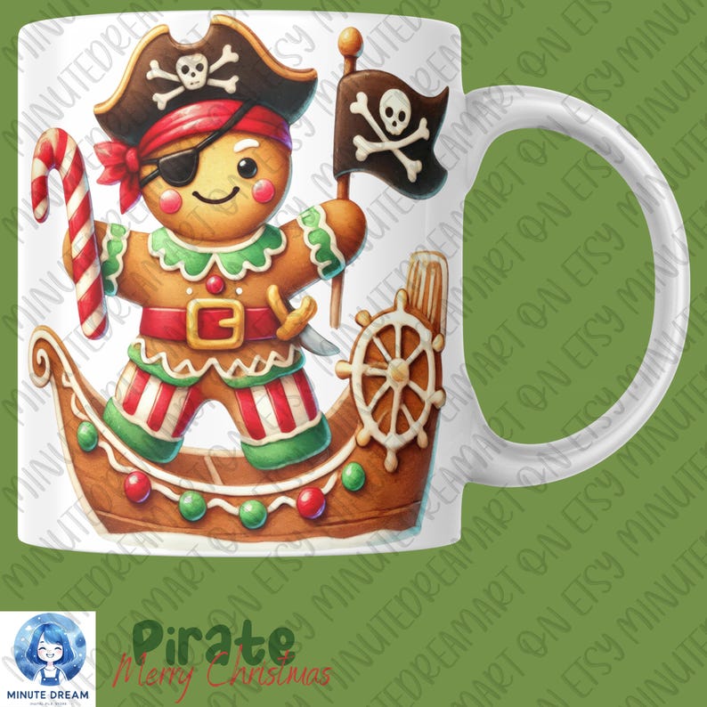 Christmas Pirate Clipart: Watercolor Holiday PNG (digital Download) - Etsy