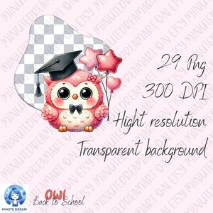 Cute Owl Clipart, Back to School Clipart, Cute Pink Graduation Owl ...