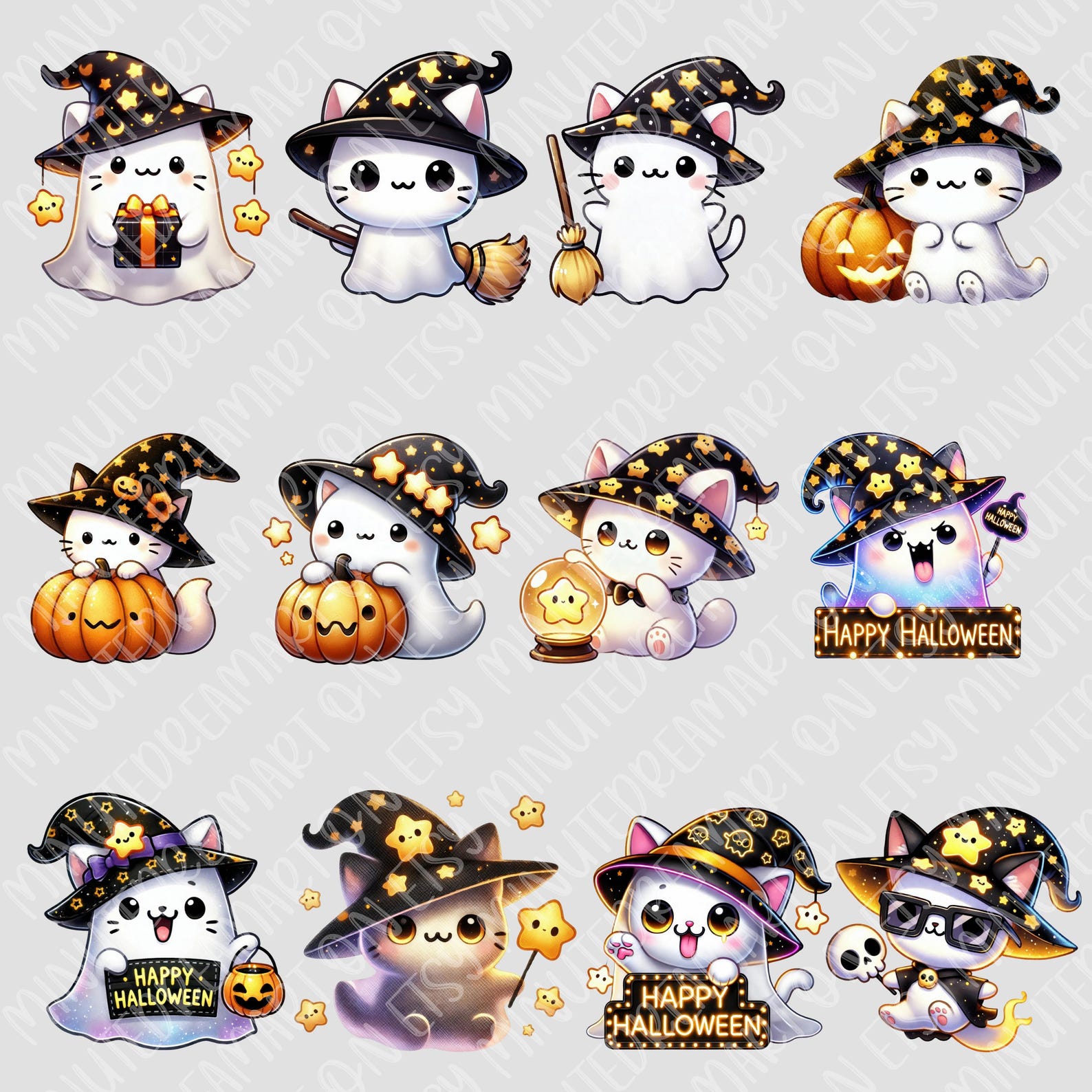 Ghost Cat Clipart, Kitten Witch Party, Halloween Png, Gift for KID ...