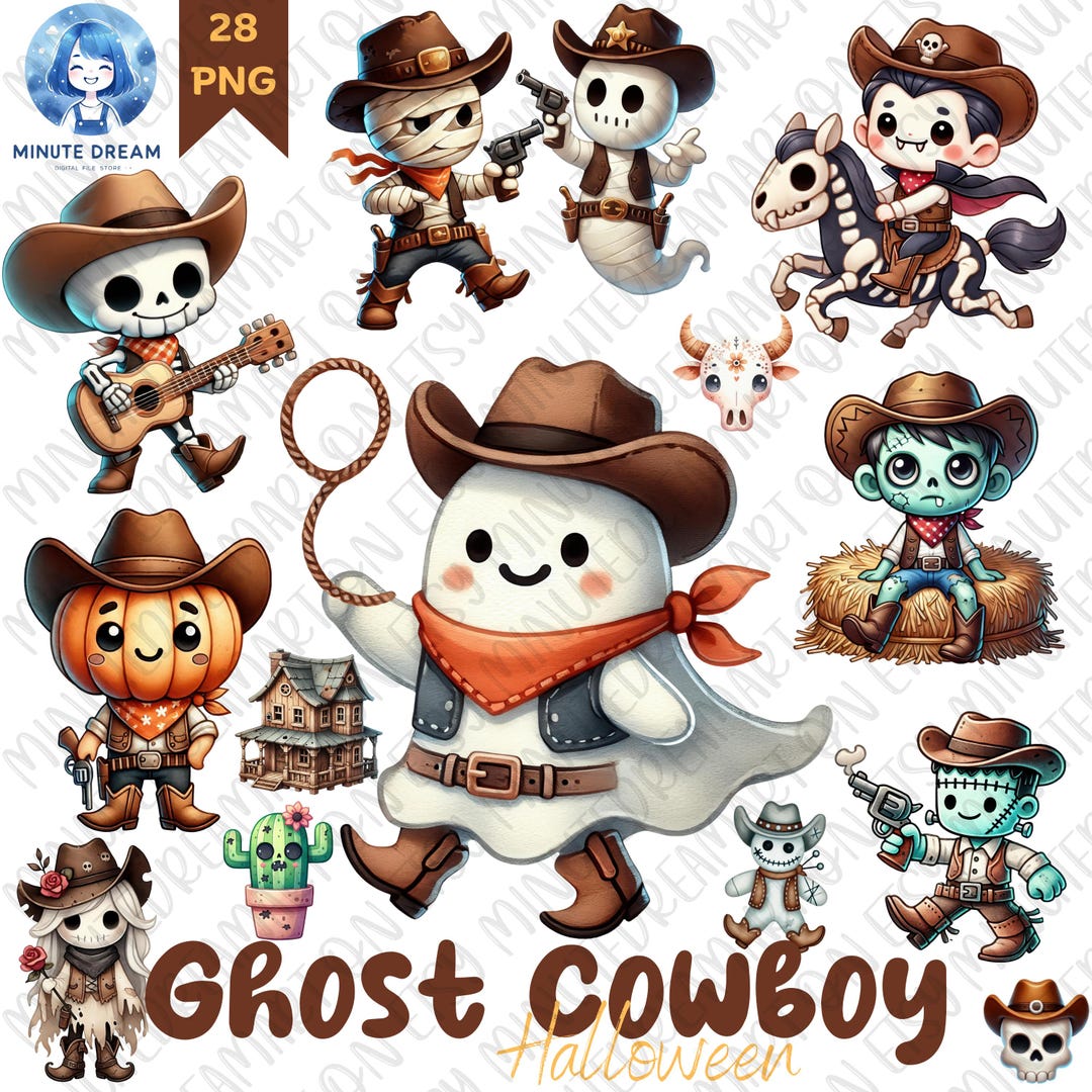 Ghost Cowboy Clipart, Devil Cowboy Party, Halloween Png, Gift for KID ...