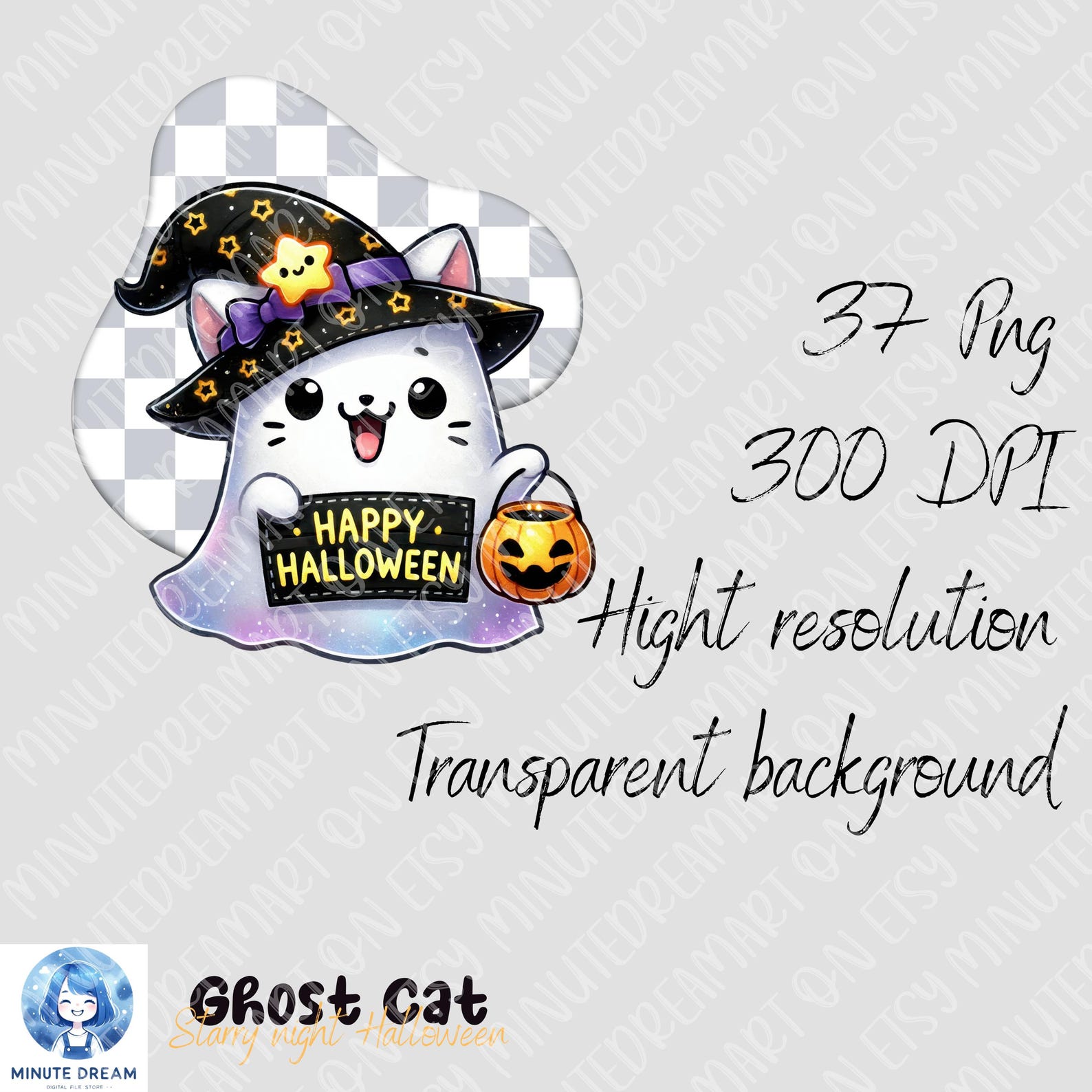 Ghost Cat Clipart, Kitten Witch Party, Halloween Png, Gift for KID ...