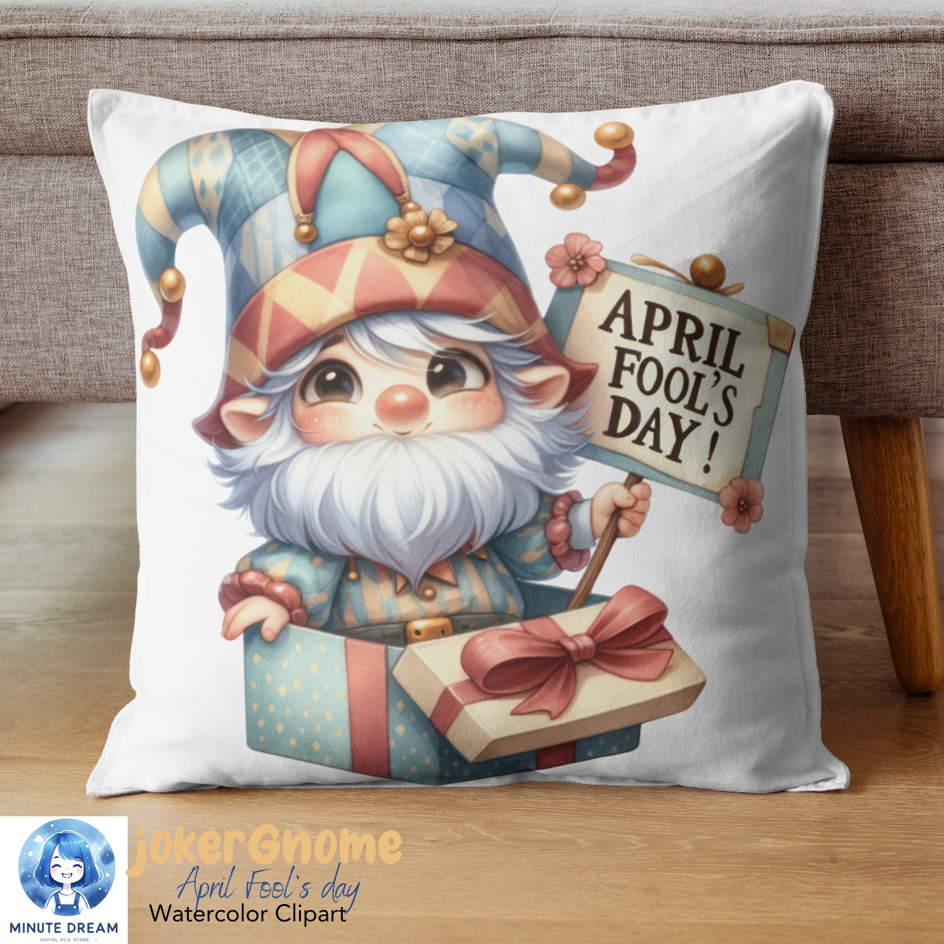 Joker Gnome Clipart: Watercolor April Fool's Day PNG (digital Download ...