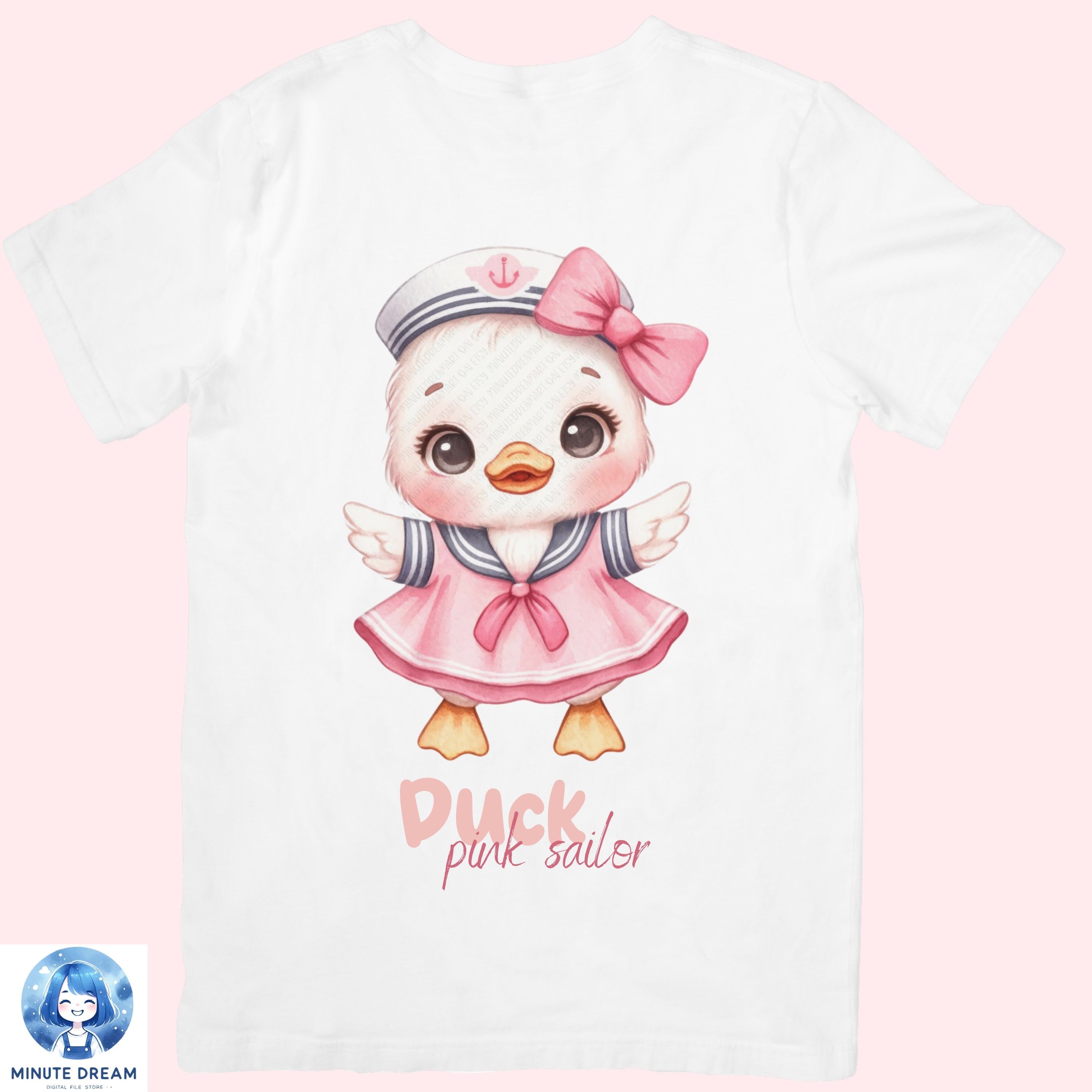 Cute Duck Clipart, Nautical Little Girl Png, Watercolor Sublimation ...