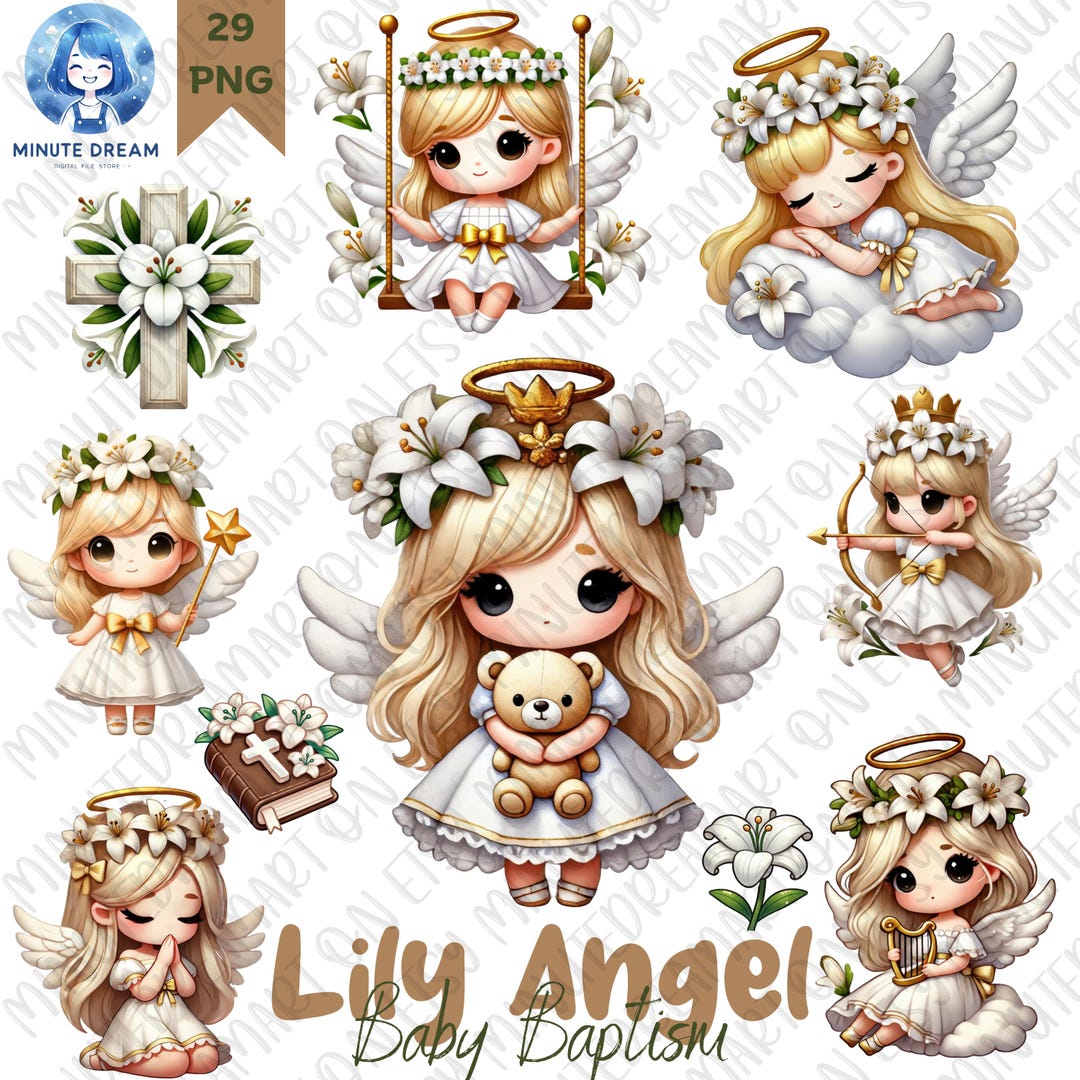 Cute Angel Clipart, Baby Lily Angel Png, Religious Event, Watercolor ...
