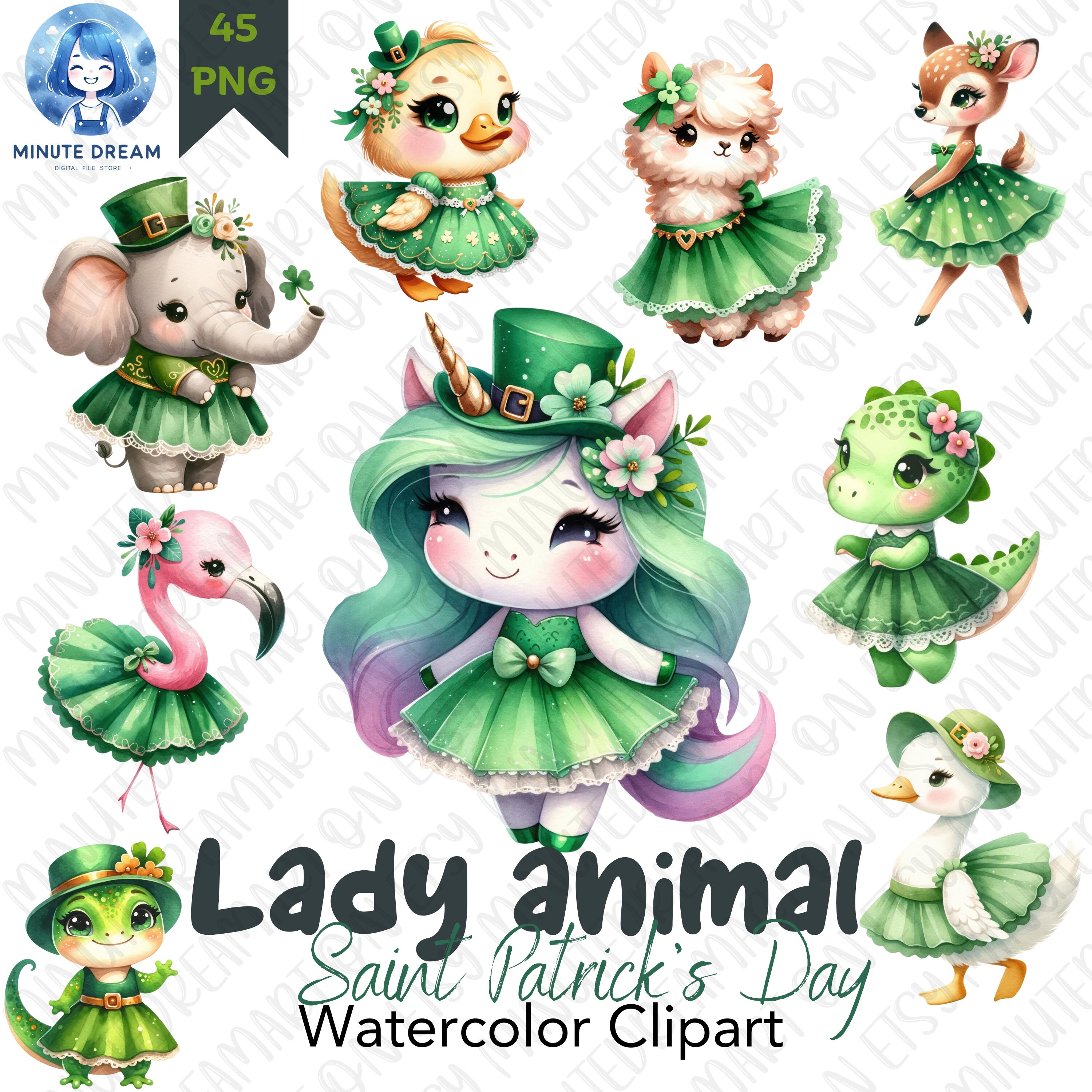 Animals Saint Patrick's Day Clipart, Cute Lady, St Patrick's Day Animal ...