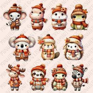 Fall Baby Animal Clipart: Watercolor Autumn PNG (33 Files) - Etsy