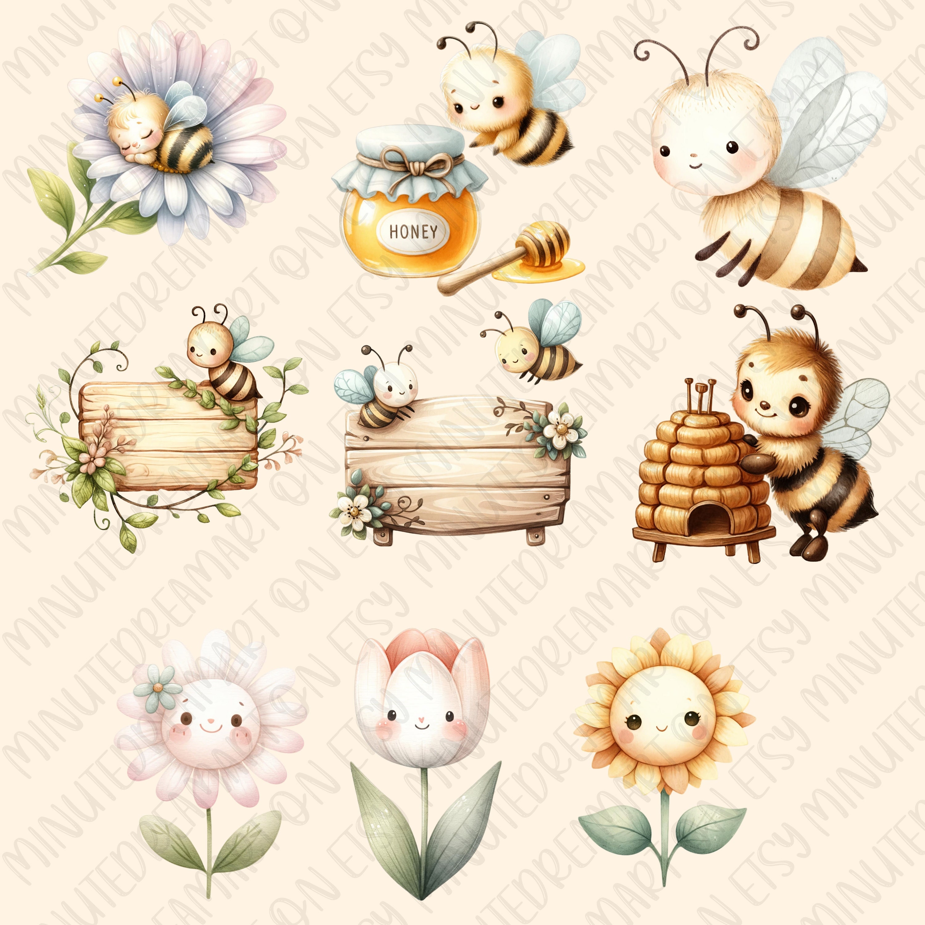 Cute Bee Clipart, Little Animals Png, Sweet Honey Bee Clipart, Flower ...