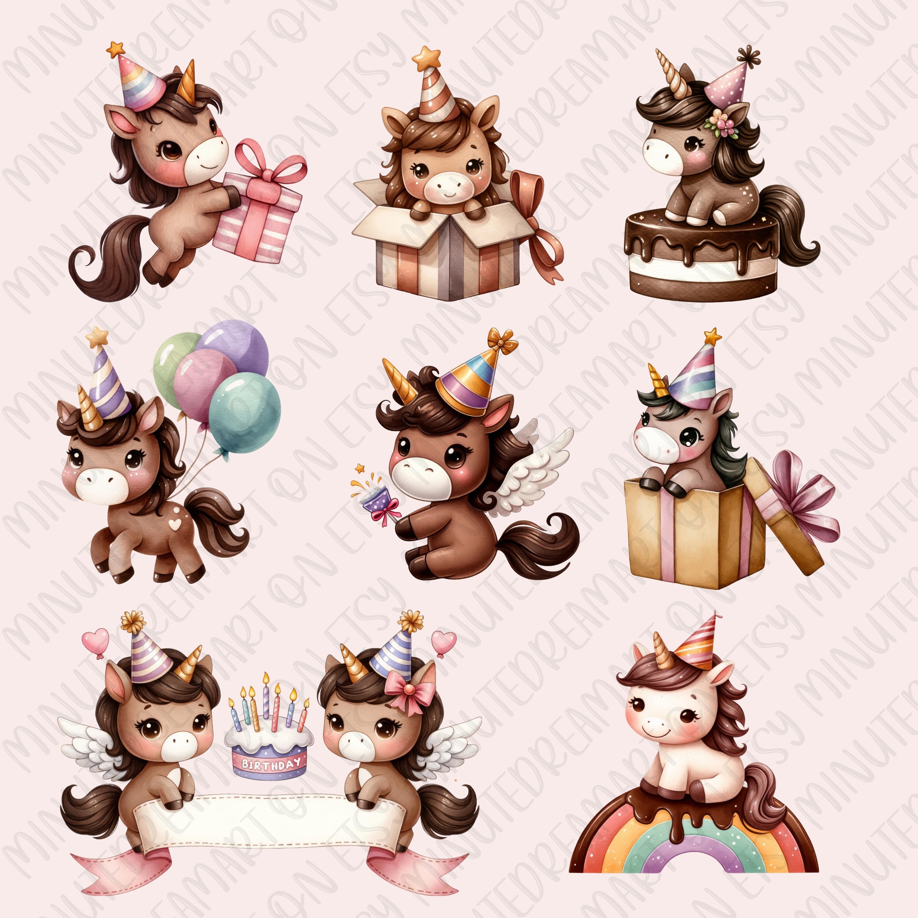 Chocolate Unicorn Clipart, Party Bithday Clipart,gift for Kid, Cake ...