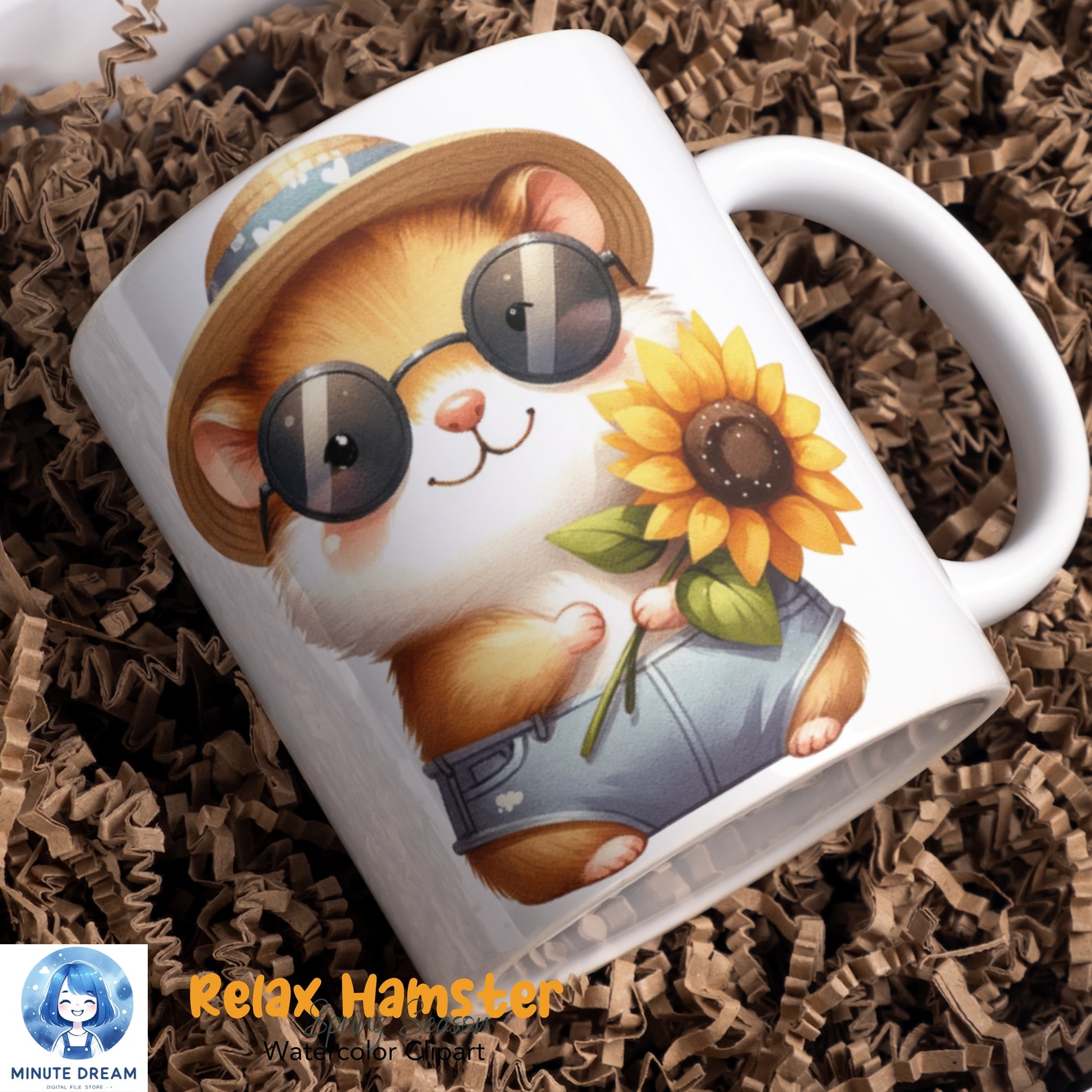Cute Hamster Clipart, Relax Hamster, Gift for KID, Watercolor ...