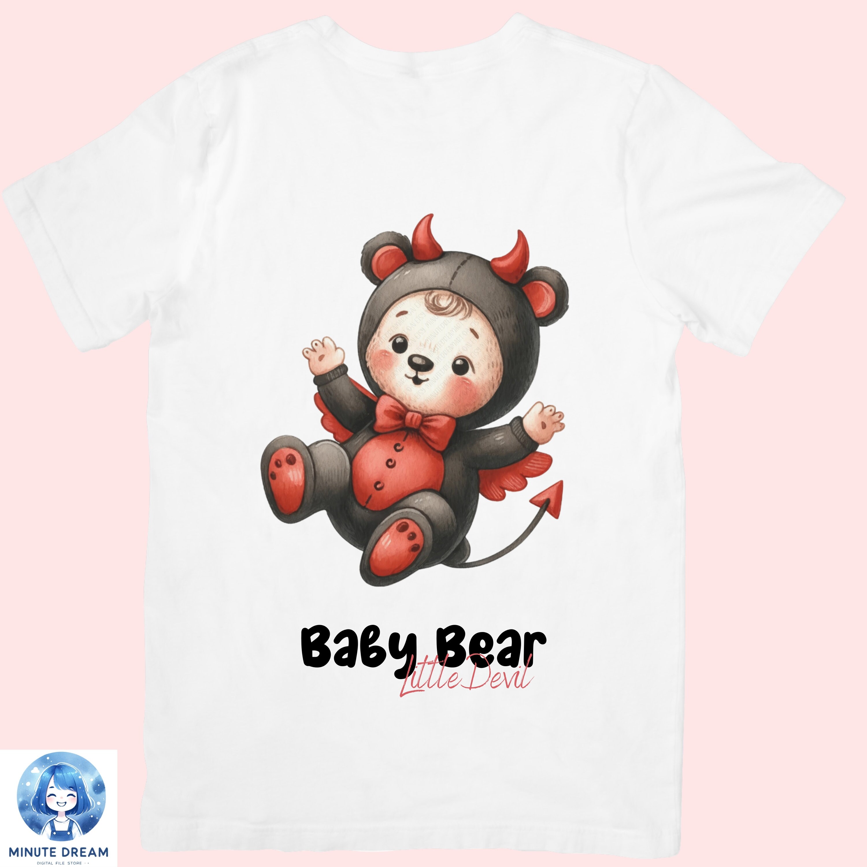 Devil Bear Clipart, Baby Teddy Bear Png, Trident, Watercolor Sublimation, Gift for Kid, Devil's ...
