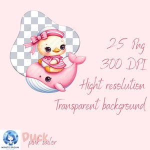 Cute Duck Clipart, Nautical Little Girl Png, Watercolor Sublimation ...