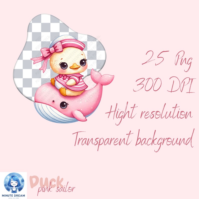 Cute Duck Clipart, Nautical Little Girl Png, Watercolor Sublimation ...