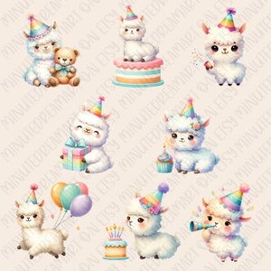 Cute Alpaca Clipart, Rainbow Party Png, Gift for KID, Watercolor ...