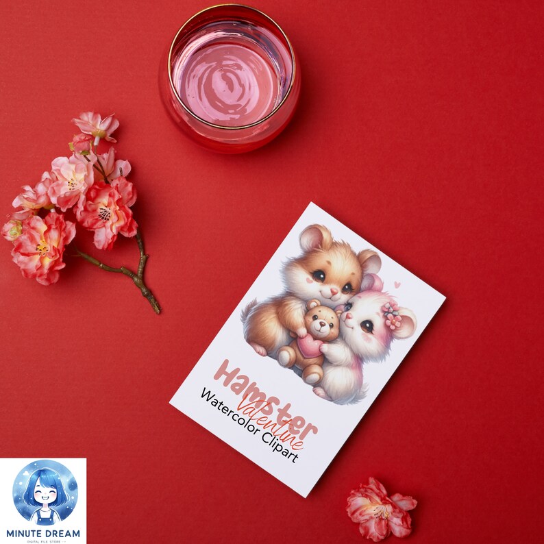 Cute Hamster Valentine Clipart, Valentine's Day, Watercolor Sublimation ...