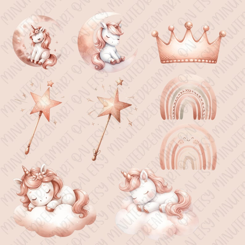 Cute Unicorn Clipart, Boho Rainbow, Baby Shower Clipart, Baby Pastel ...