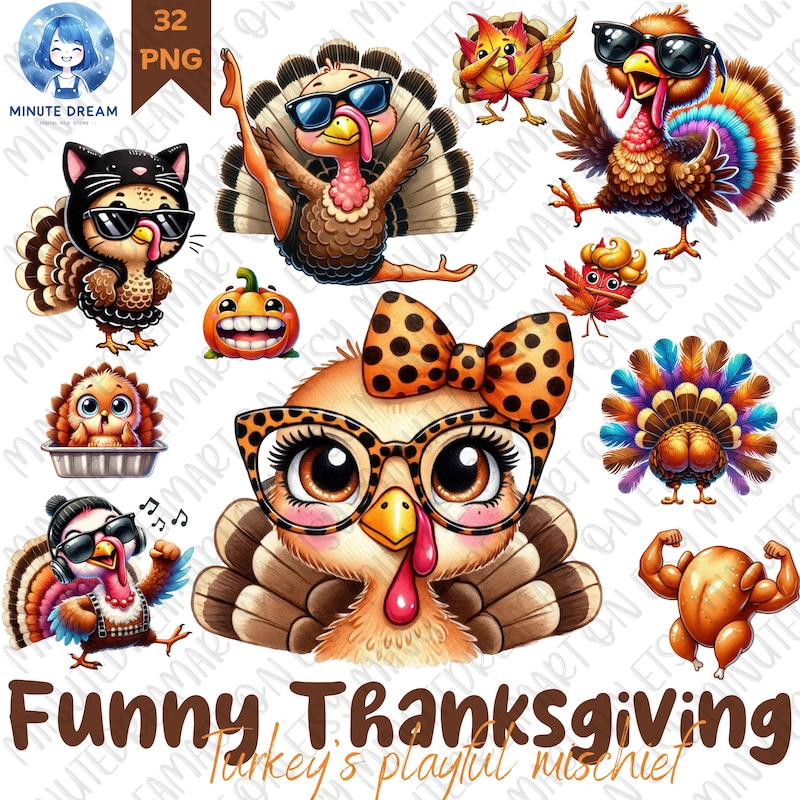 Funny Turkey Clipart - Etsy