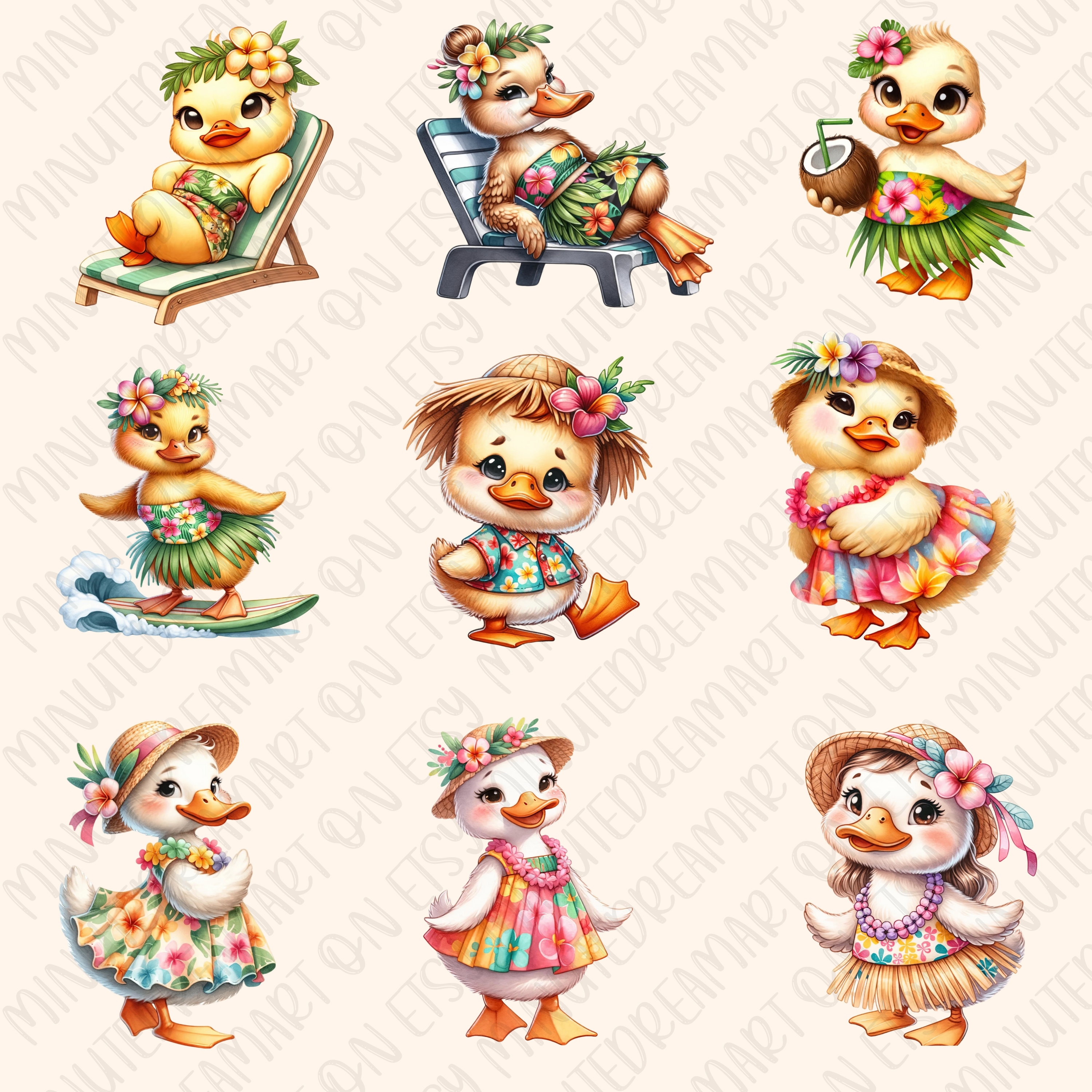 Duck Clipart, Hawaii Summer Season, Watercolor Sublimation, Native ...