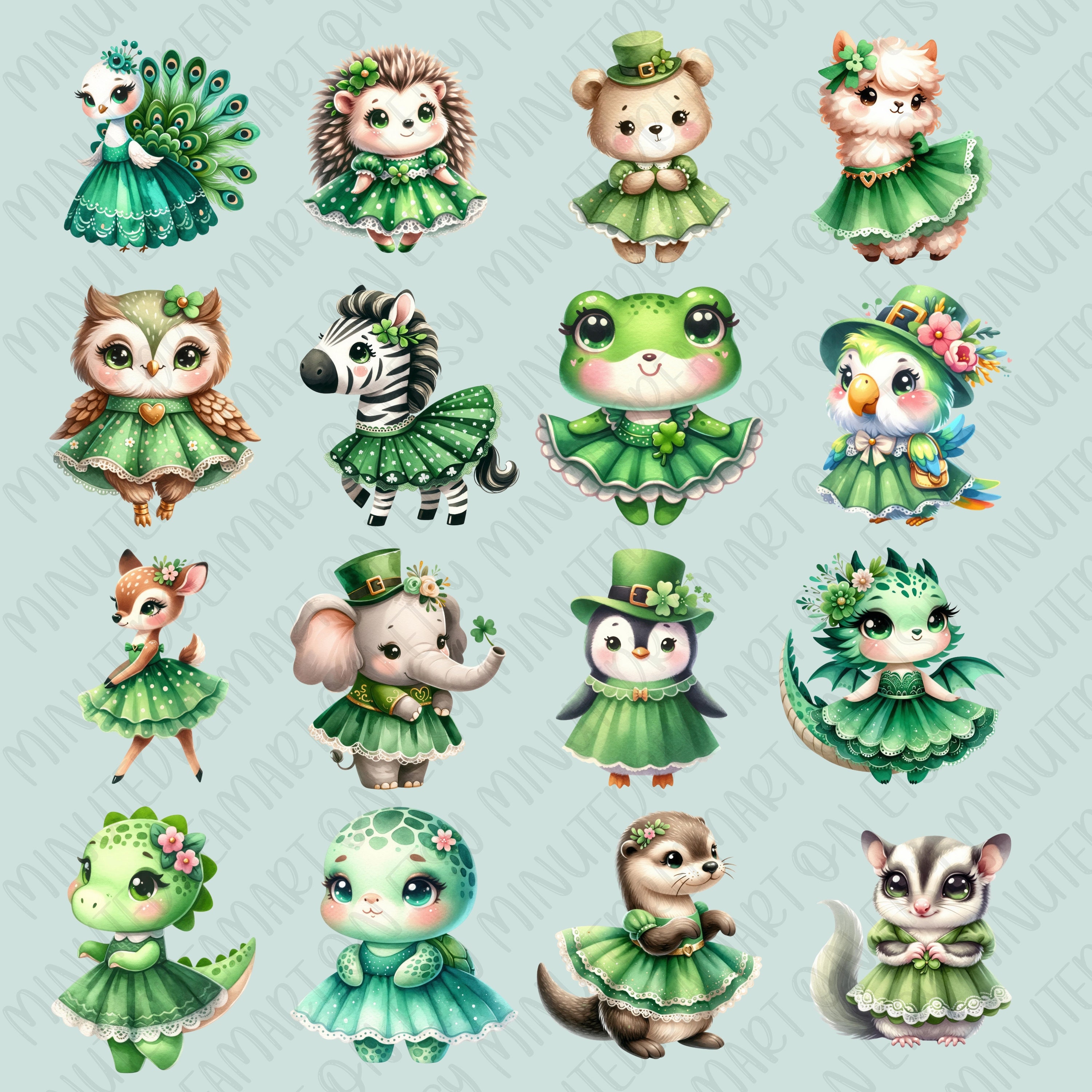 Animals Saint Patrick's Day Clipart, Cute Lady, St Patrick's Day Animal ...