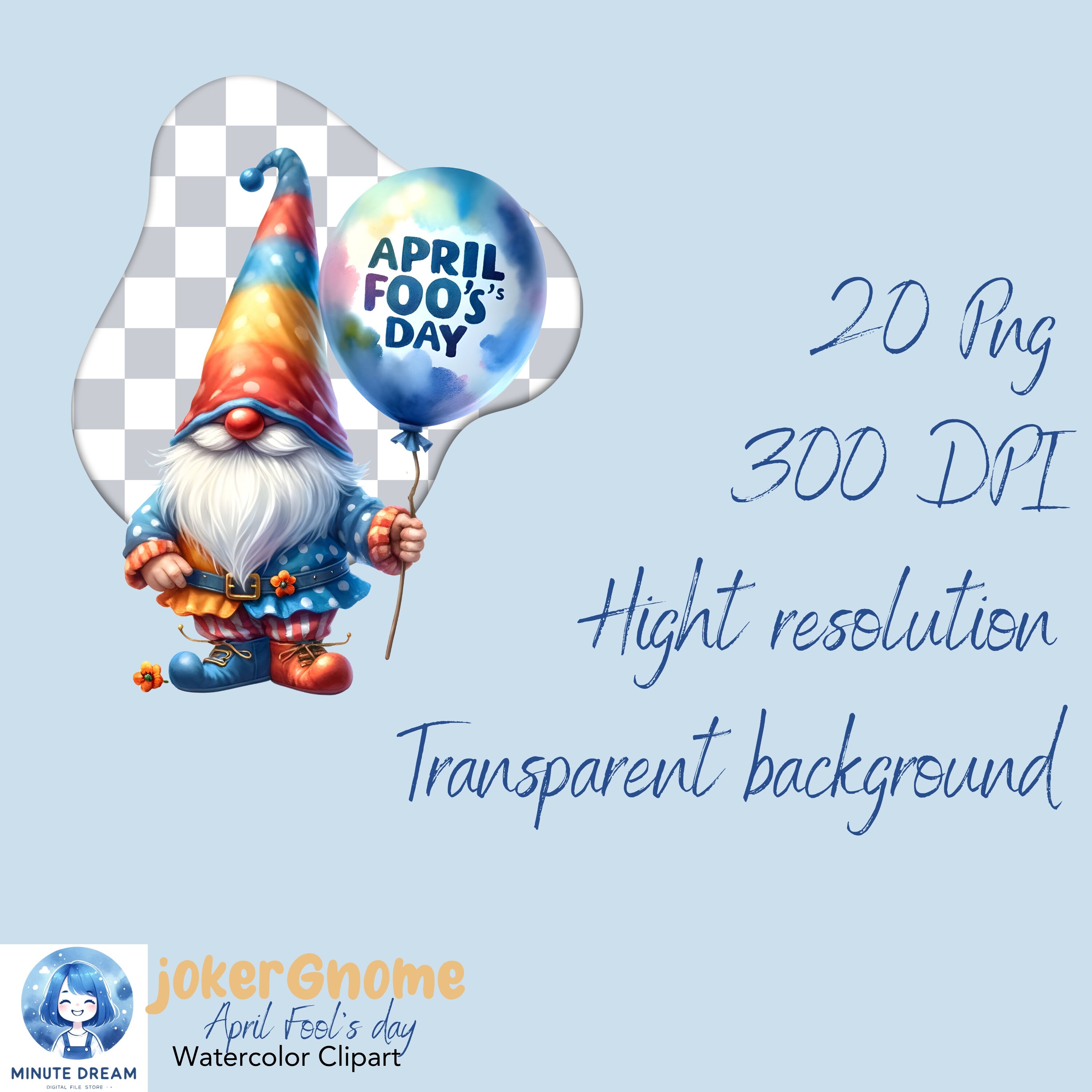 Joker Gnome Clipart: Watercolor April Fool's Day PNG (digital Download ...
