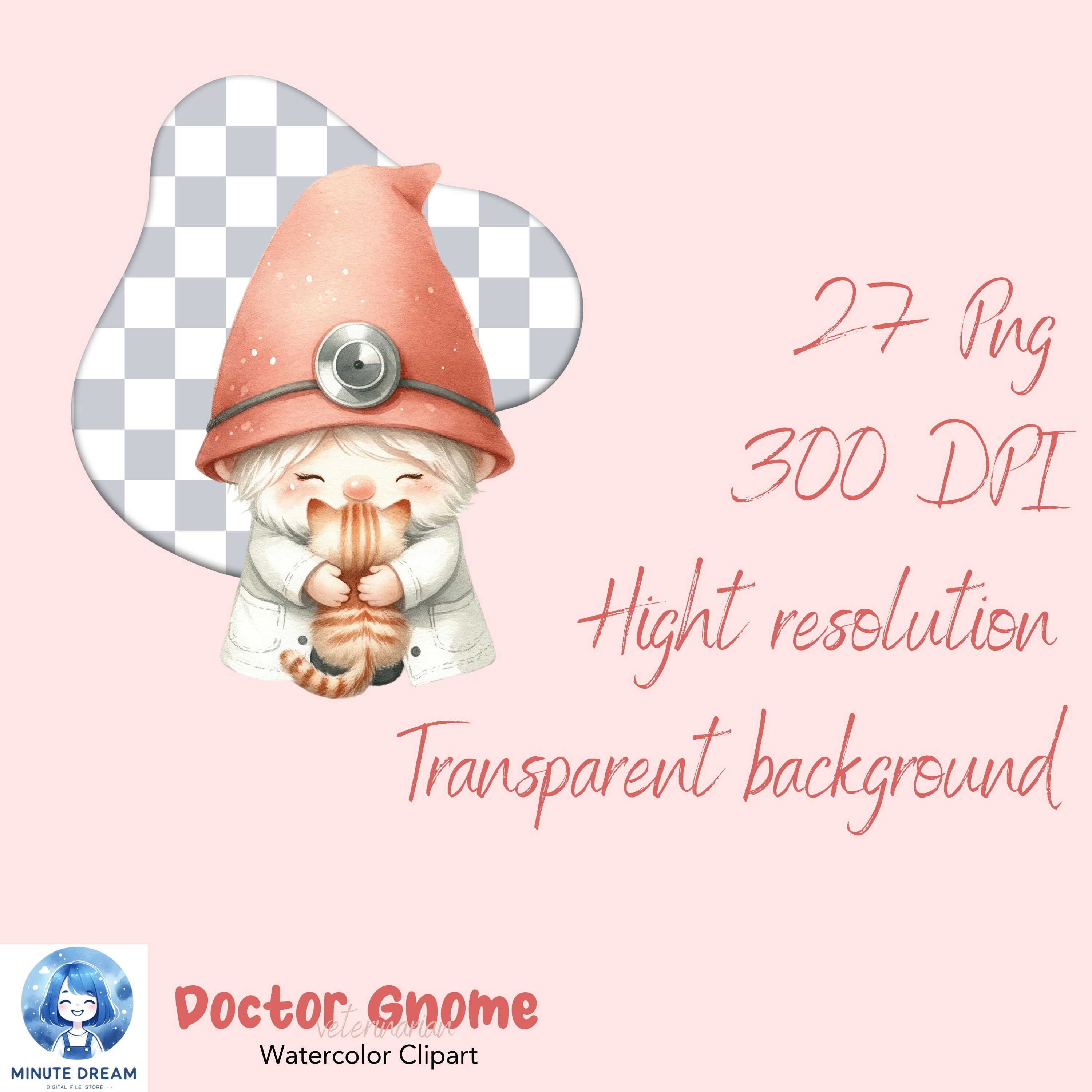 Doctor Gnome Clipart, Veterinarian Animal, Watercolor Sublimation ...