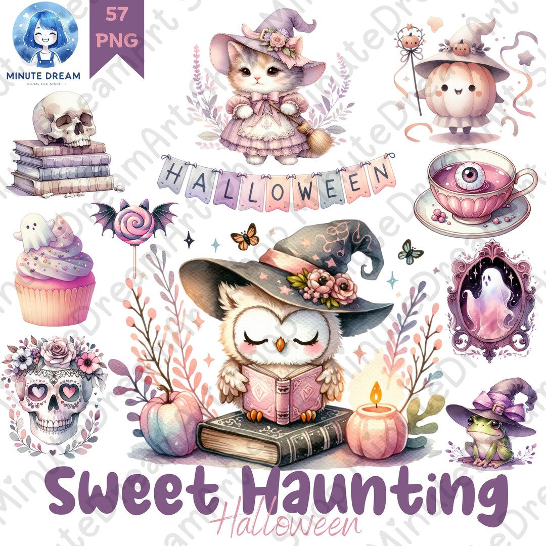 Pastel Halloween Clipart, Cute Spooky Ghosts Png, Watercolor ...