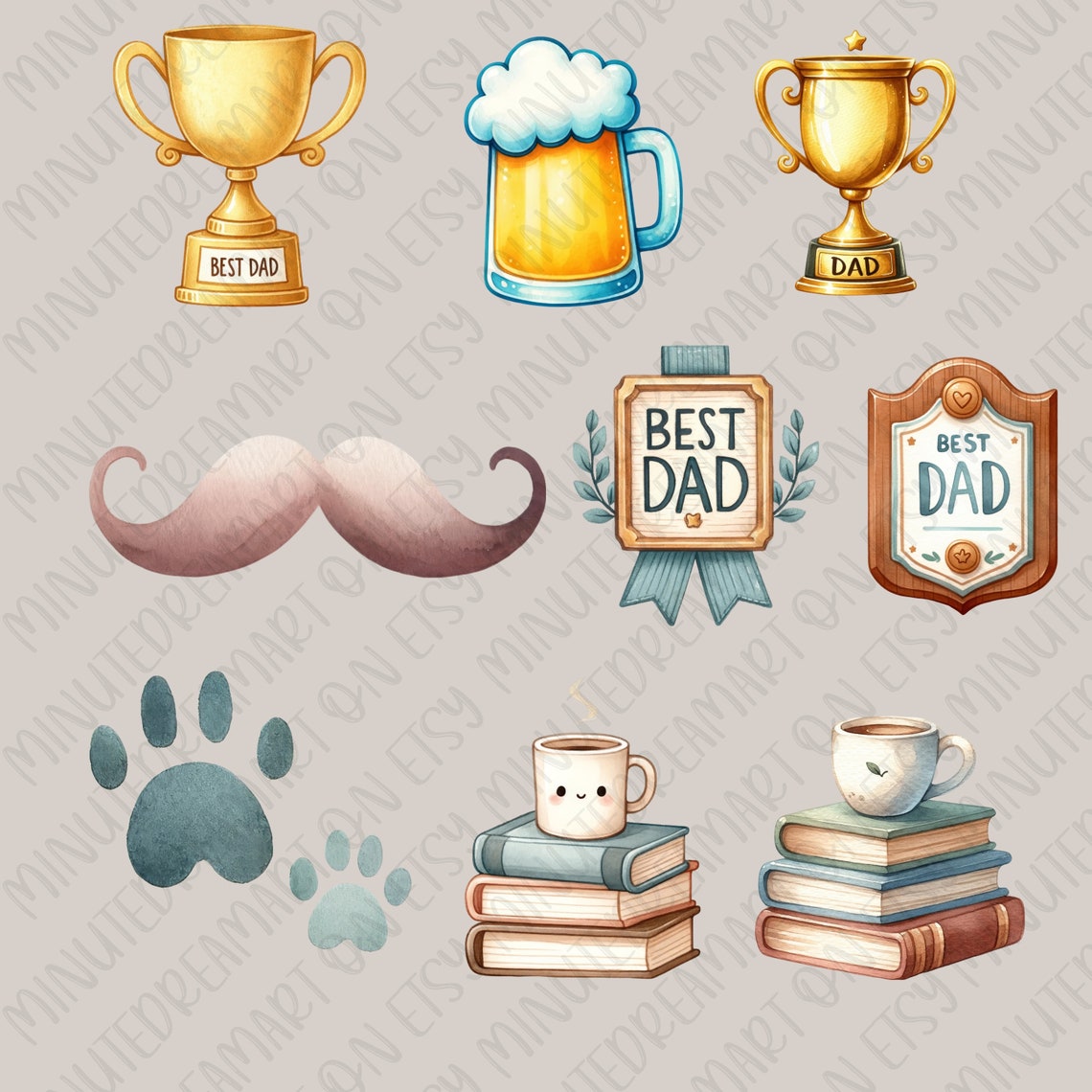 Daddy Bear Clipart, Father's Day, Watercolor Sublimation, Nursery, Dad ...