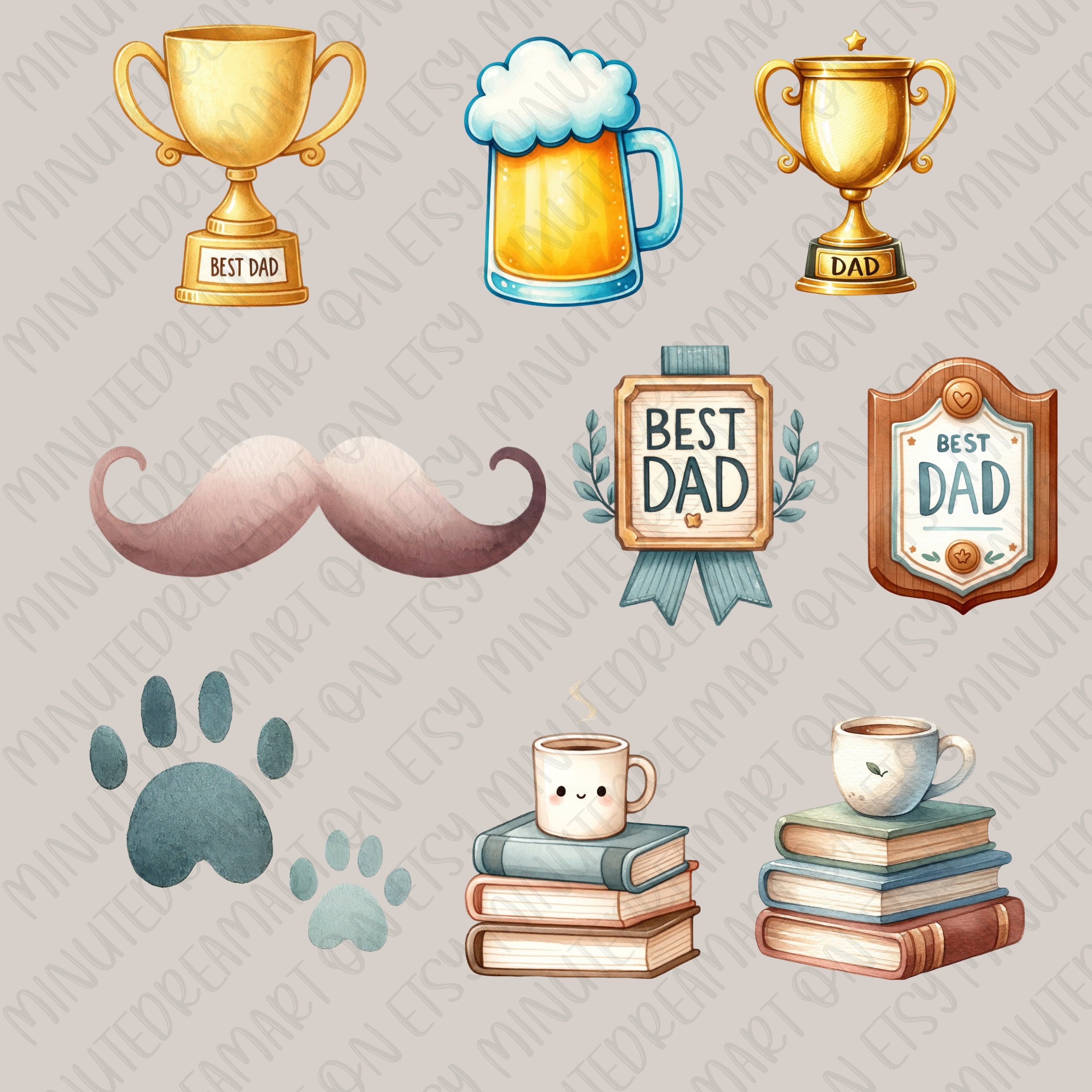 Daddy Bear Clipart, Father's Day, Watercolor Sublimation, Nursery, Dad ...