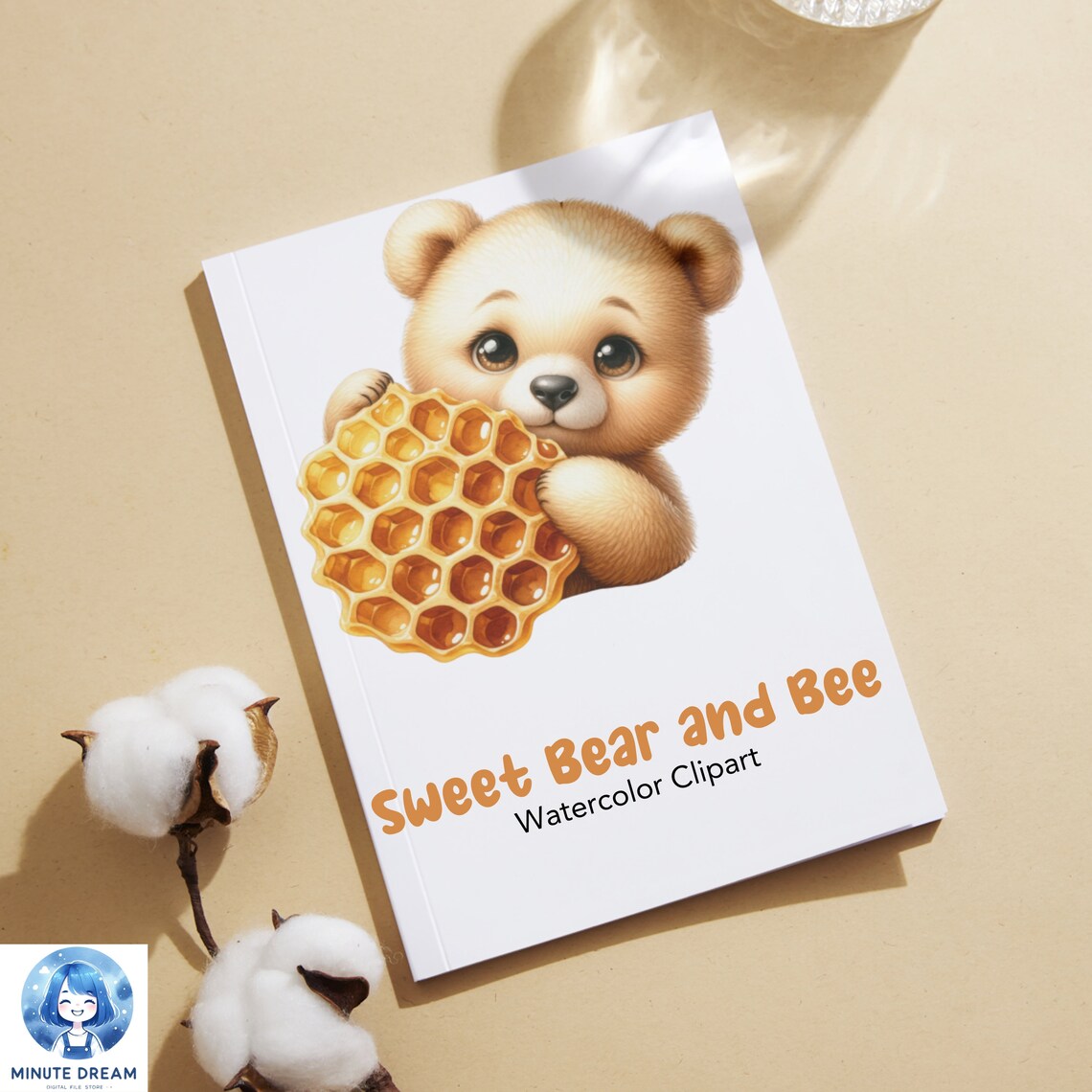 Watercolor Bear and Bee Clipart, Cute Teddy Bear Png, Digital Printing ...