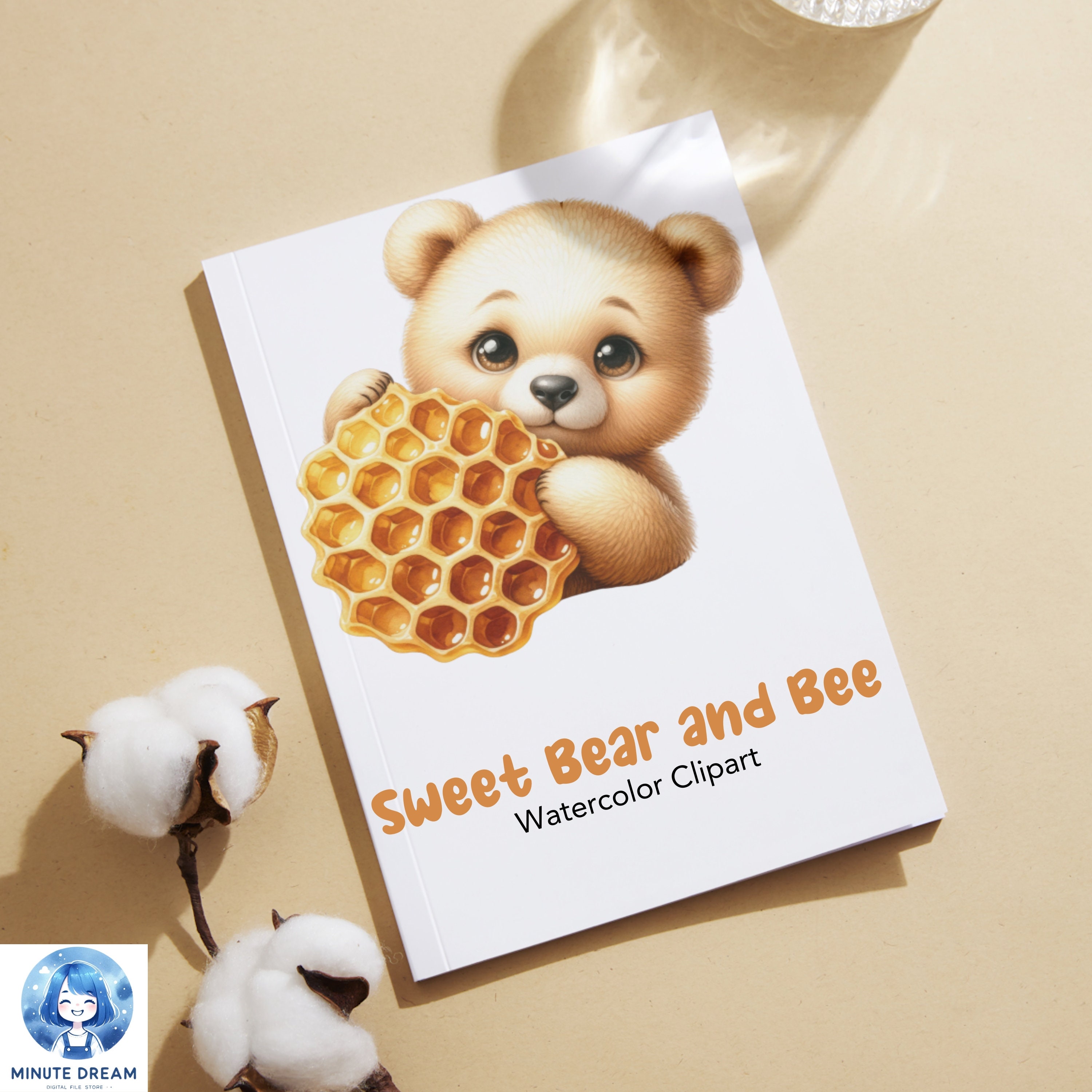 Watercolor Bear and Bee Clipart, Cute Teddy Bear Png, Digital Printing ...