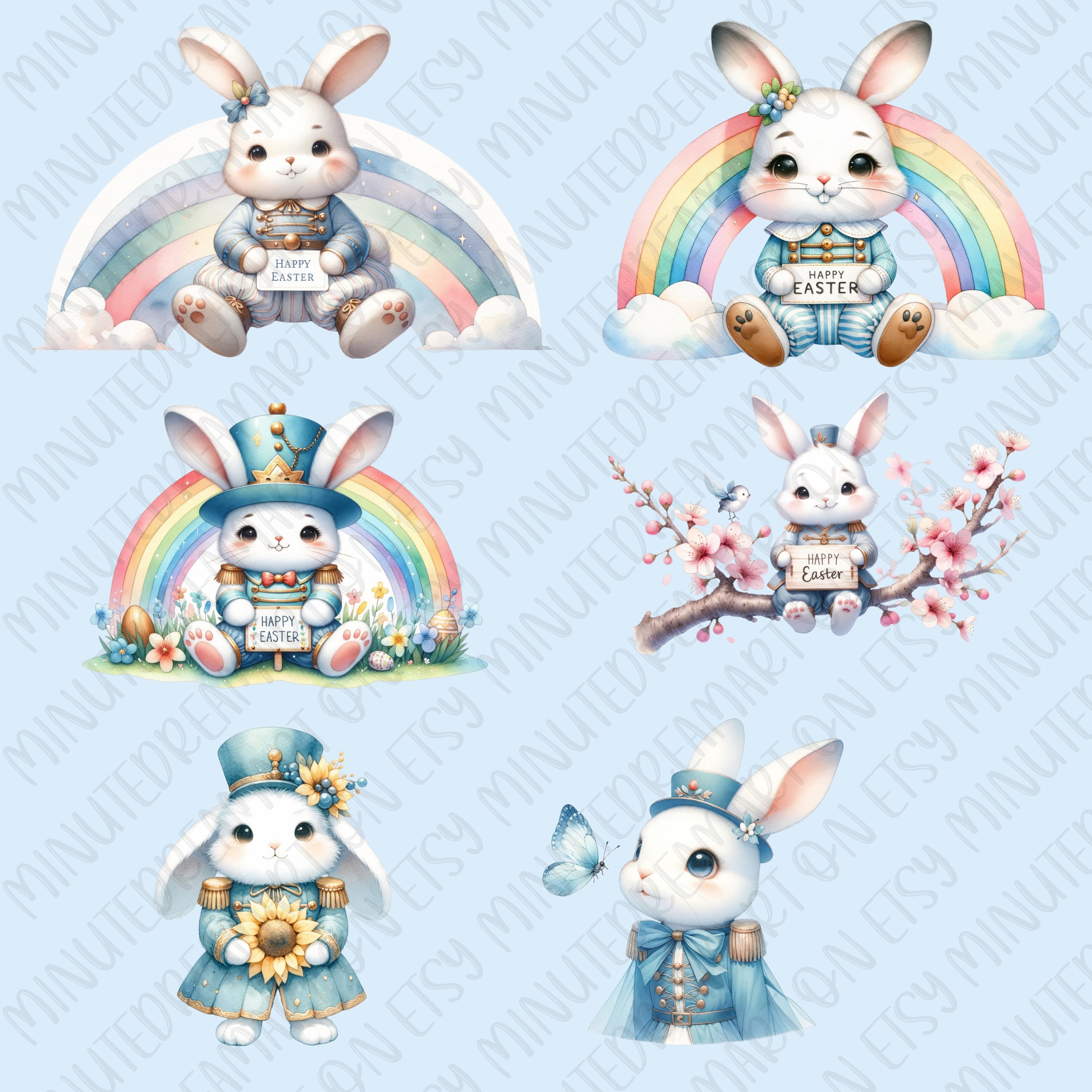 Bunny Nutcracker Clipart, Cute White Bunny, Gift for KID, Watercolor ...