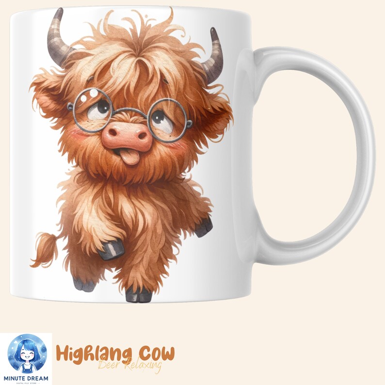 Highland Cow Clipart, Relaxing Beer Png, Watercolor Sublimation, Gift ...