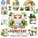 Cute Hamster St. Patrick's Clipart, Saint Patrick's Day, Watercolor ...