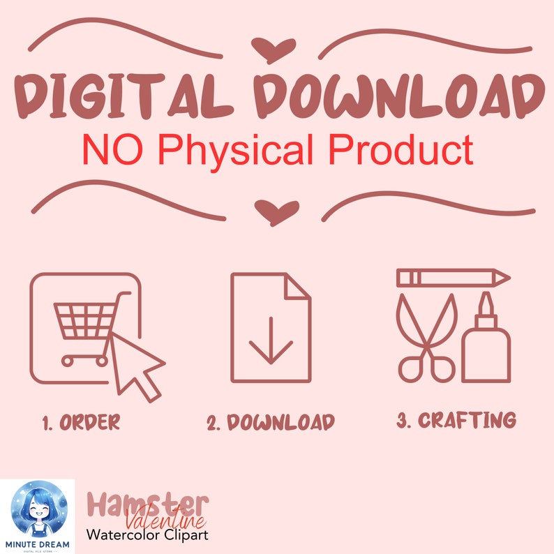 Cute Hamster Valentine Clipart, Valentine's Day, Watercolor Sublimation ...