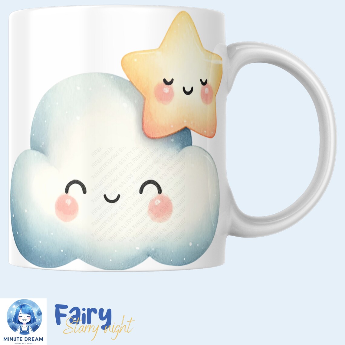 Cute Fairy Clipart, Starry Night PNG, Sleeping Girl Clipart, Watercolor ...