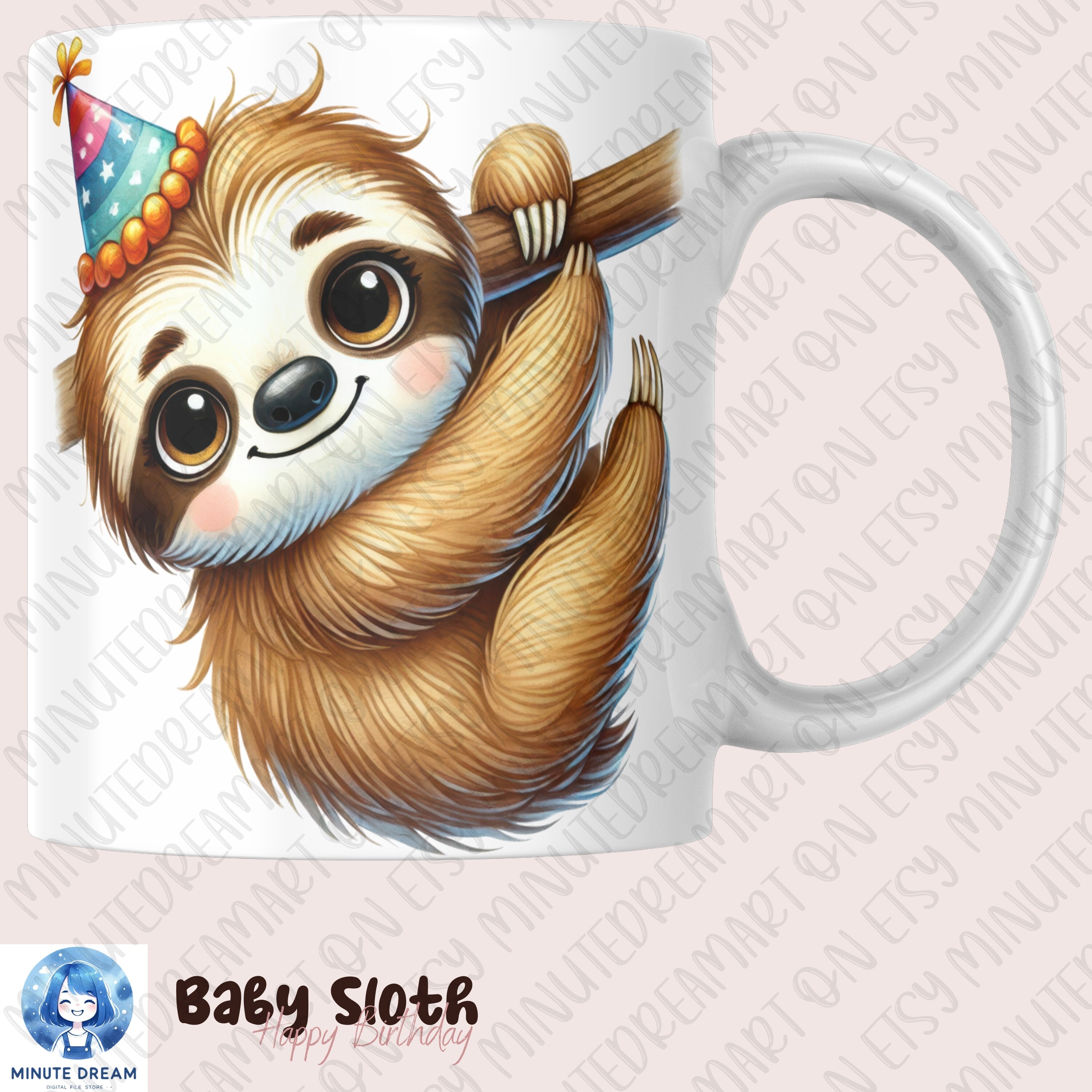 Cute Sloth Clipart, Funny Birthday Clipart, Gift for Kid , Watercolor ...