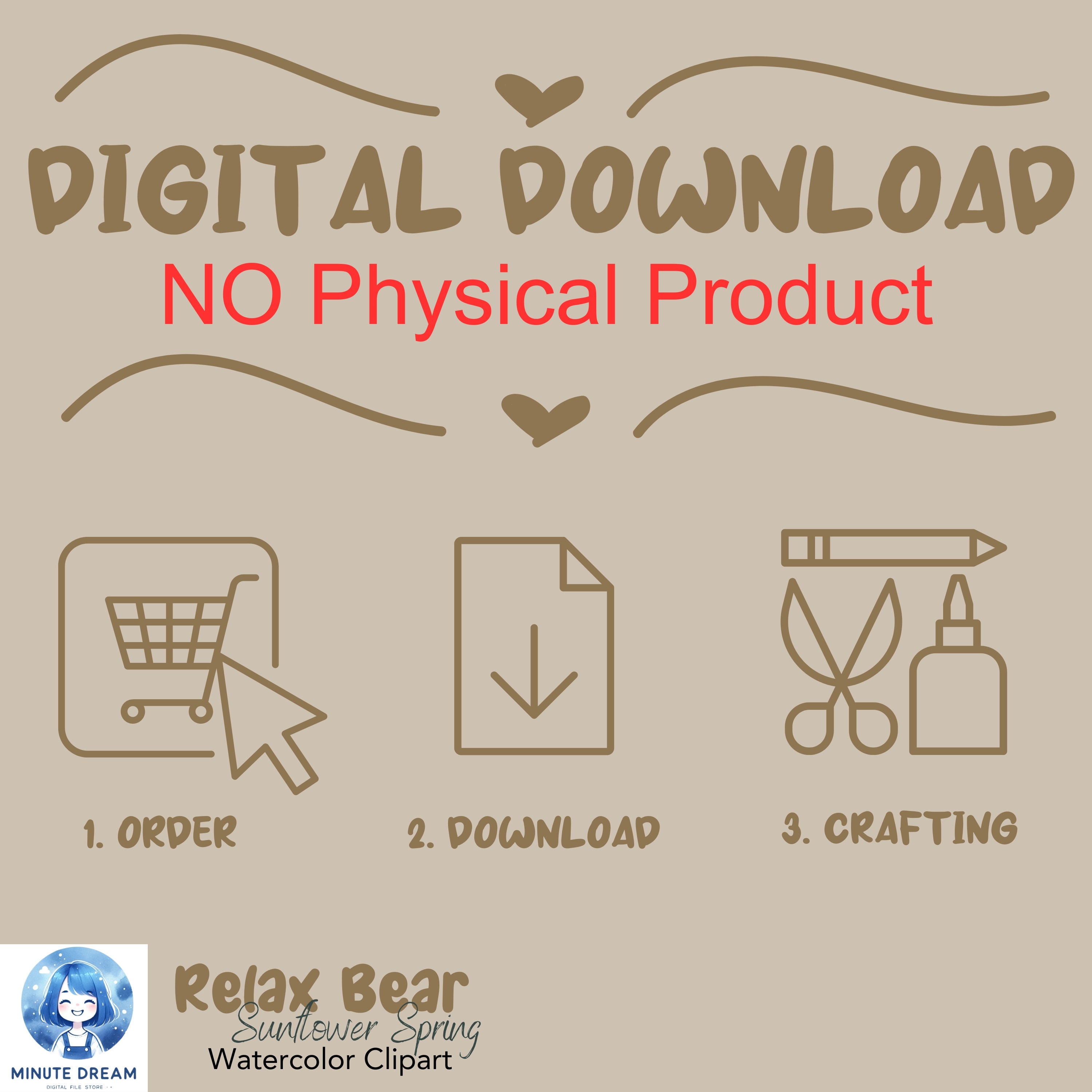 Cute Bear Clipart, Relax Bear, Gift for KID, Watercolor Sublimation ...