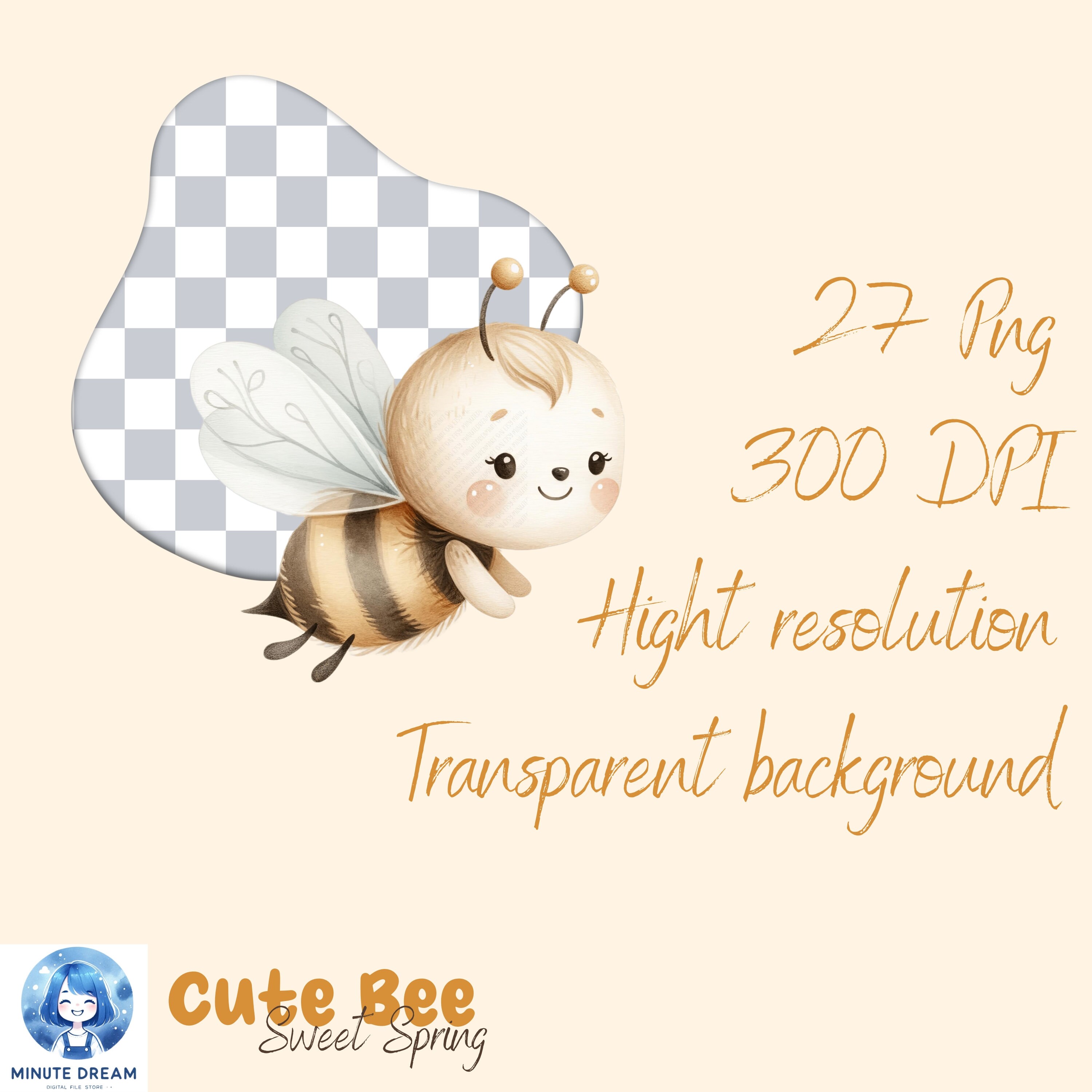 Cute Bee Clipart, Little Animals Png, Sweet Honey Bee Clipart, Flower ...