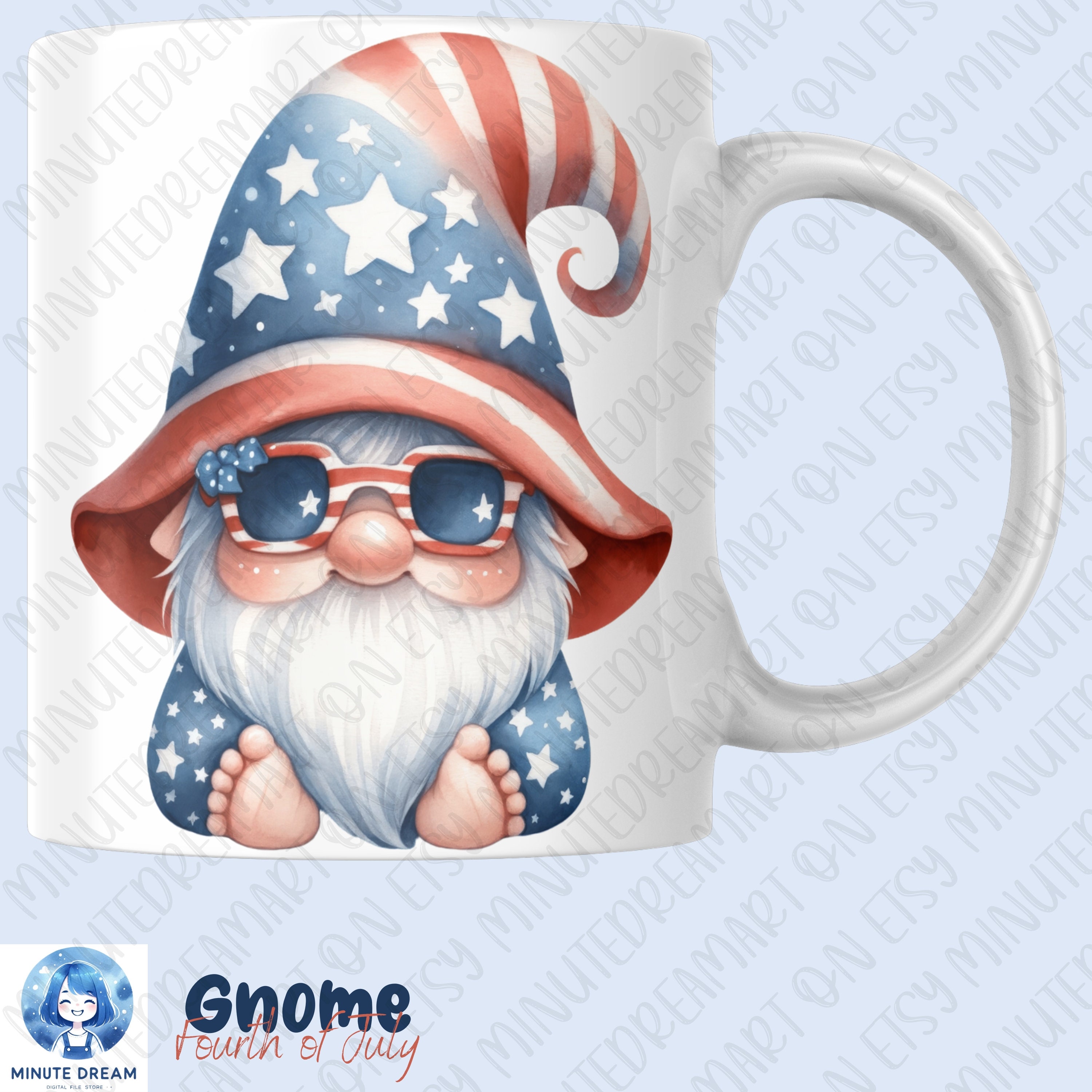 Gnome Clipart, Fourth of July Costume, Watercolor Sublimation, Gift for ...