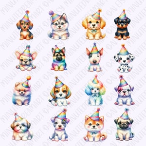 Cute Puppy Clipart, Rainbow Party Png, Gift for KID, Watercolor ...